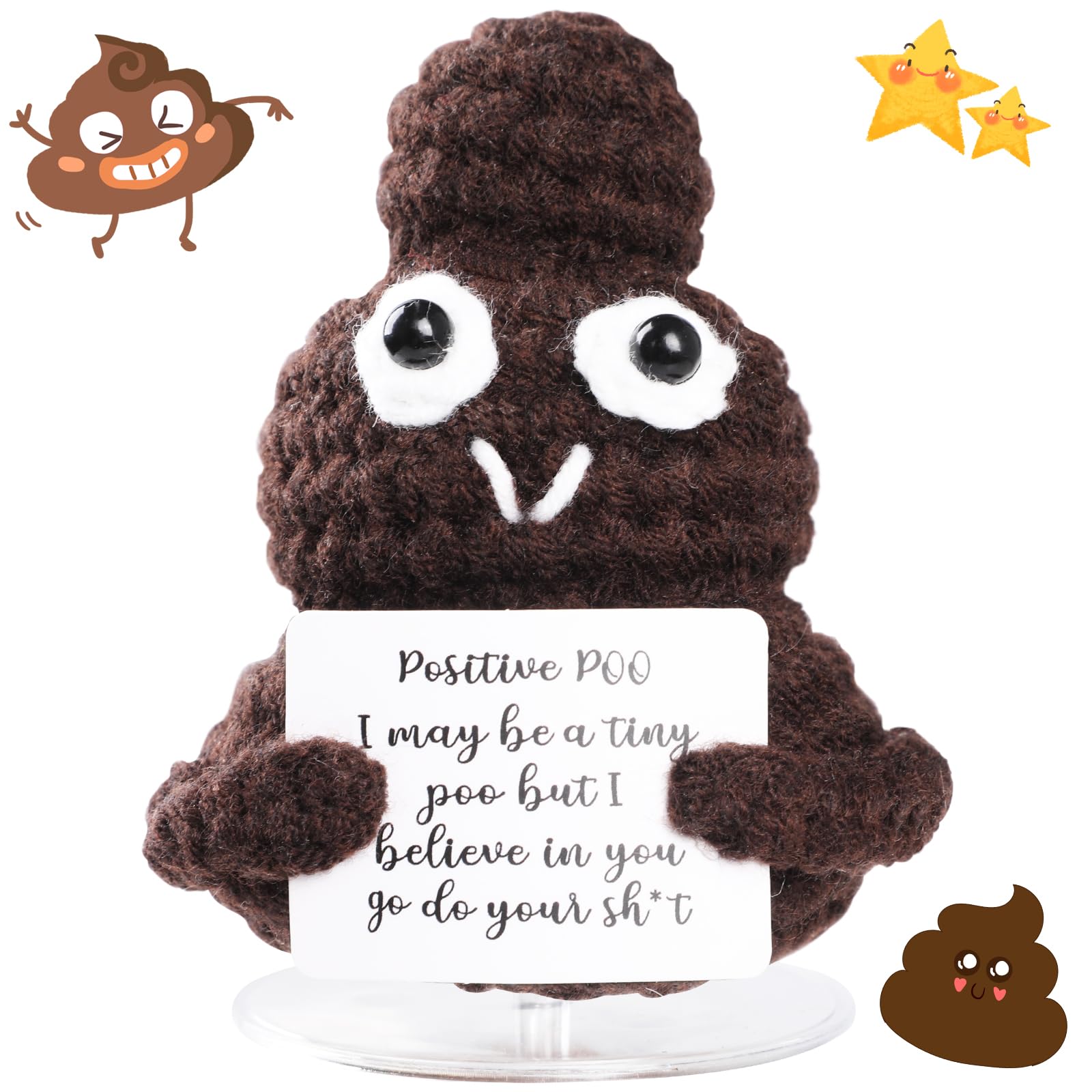 Positive Poo Poo,GeeRic Mini Funny Positive Poop+Base Knitted Ornaments ...