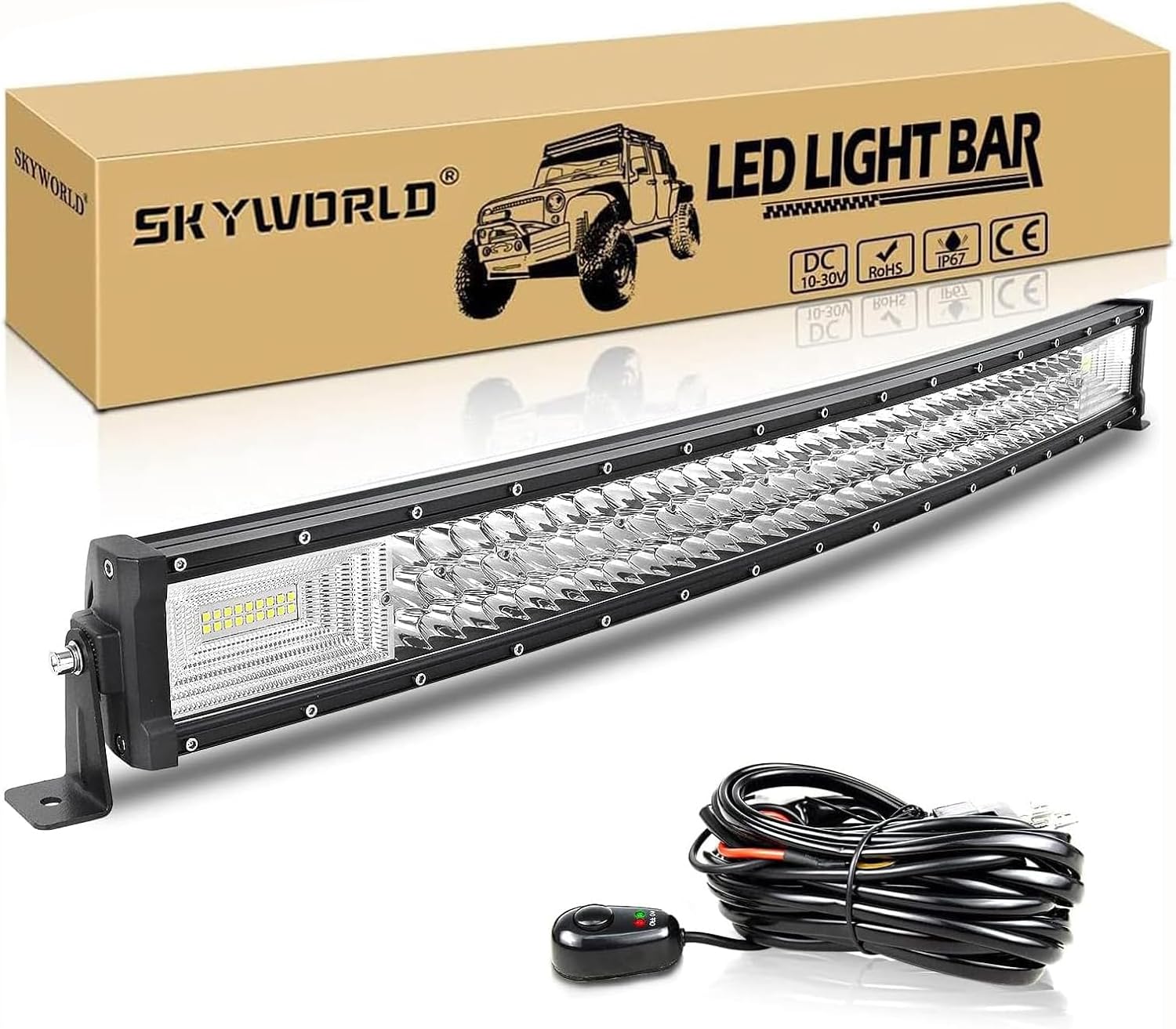 SKYWORLD 32 inch LED Work Light Bar 405W Curved Flood Spot Combo Beam ...