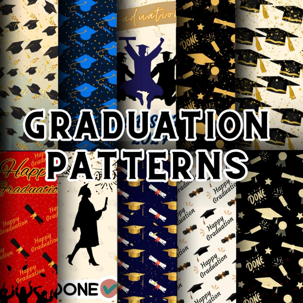 GRADUATION PATTERNS SCRAPBOOK PAPER: 20 Double Sided Sheets for ...