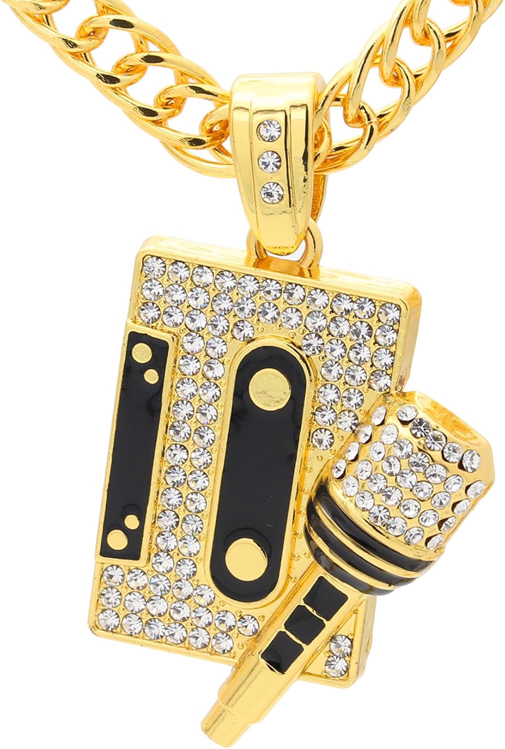 Amazon.com: Pitmmord Hip Hop Rapper Music Necklace Alloy Microphone ...