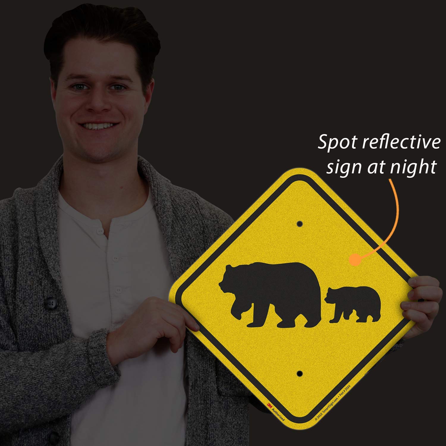 SmartSign - K-6562-EG-12x12-D1 "Bear" Crossing Sign 12" x 12" 3M ...