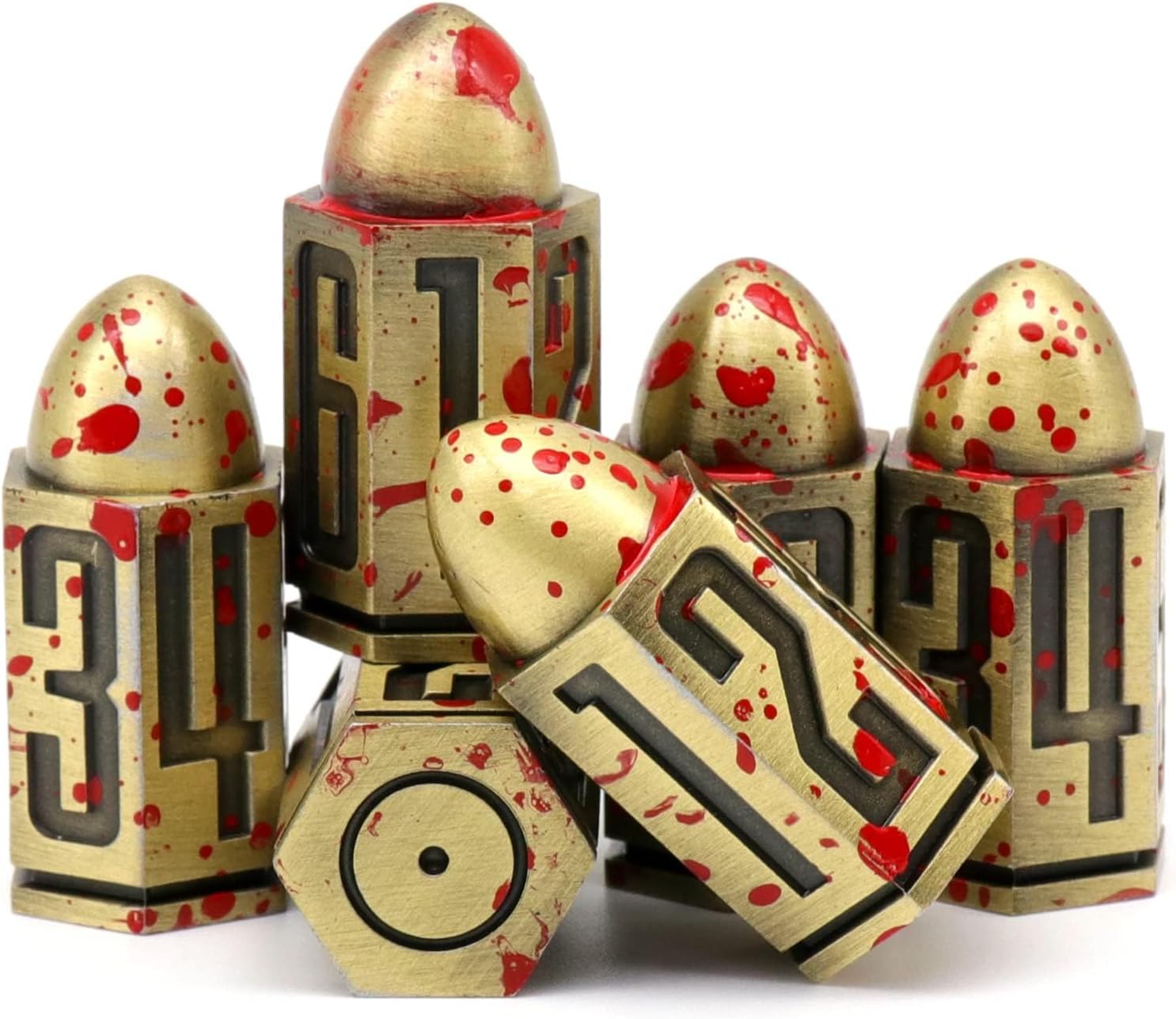 Amazon.com: Bullet Dice Set, DND Metal Dice，ZHOORQI D6 Gun Revolver ...
