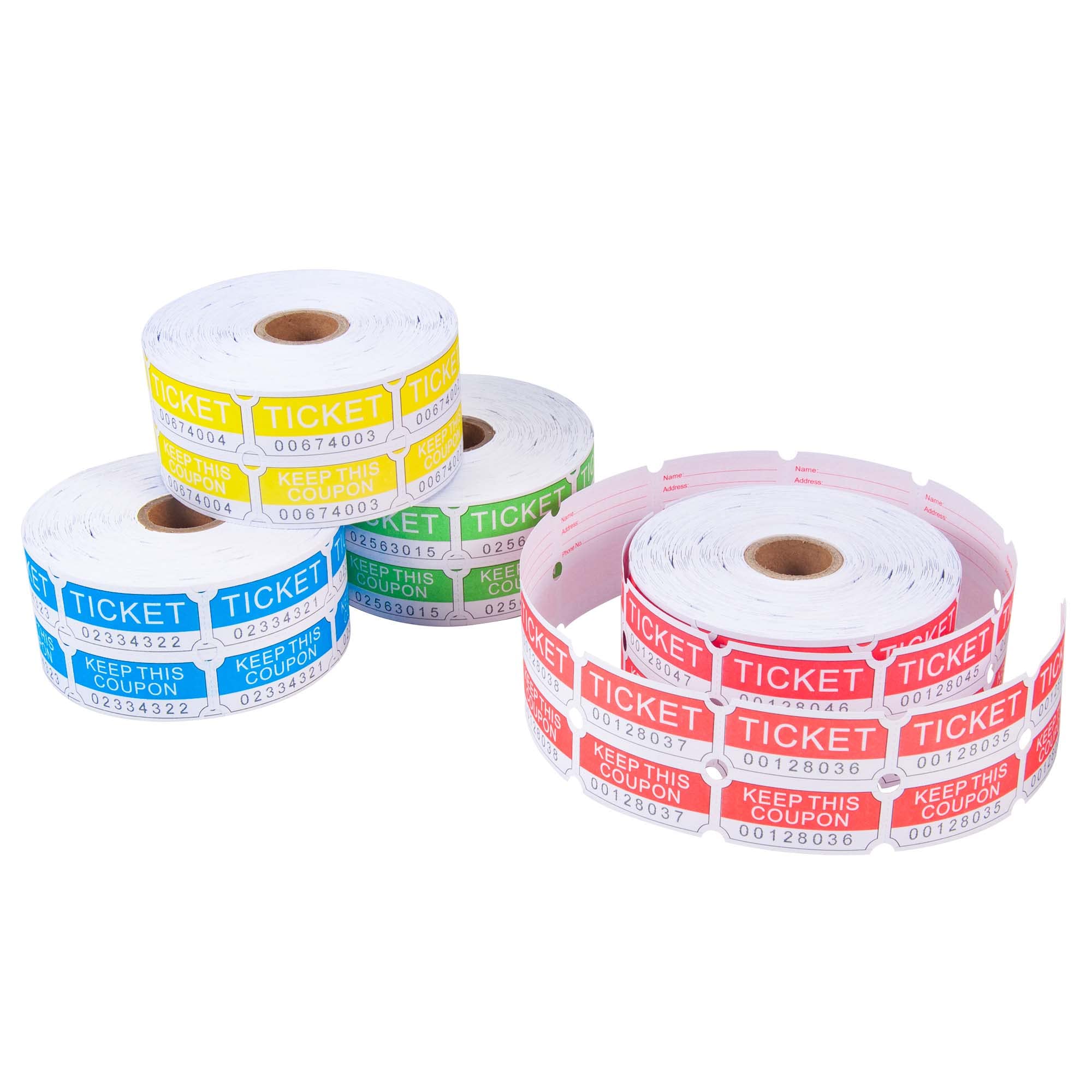 Essential 4000 Assorted Double Raffle Tickets Set of 4 Assorted Color ...