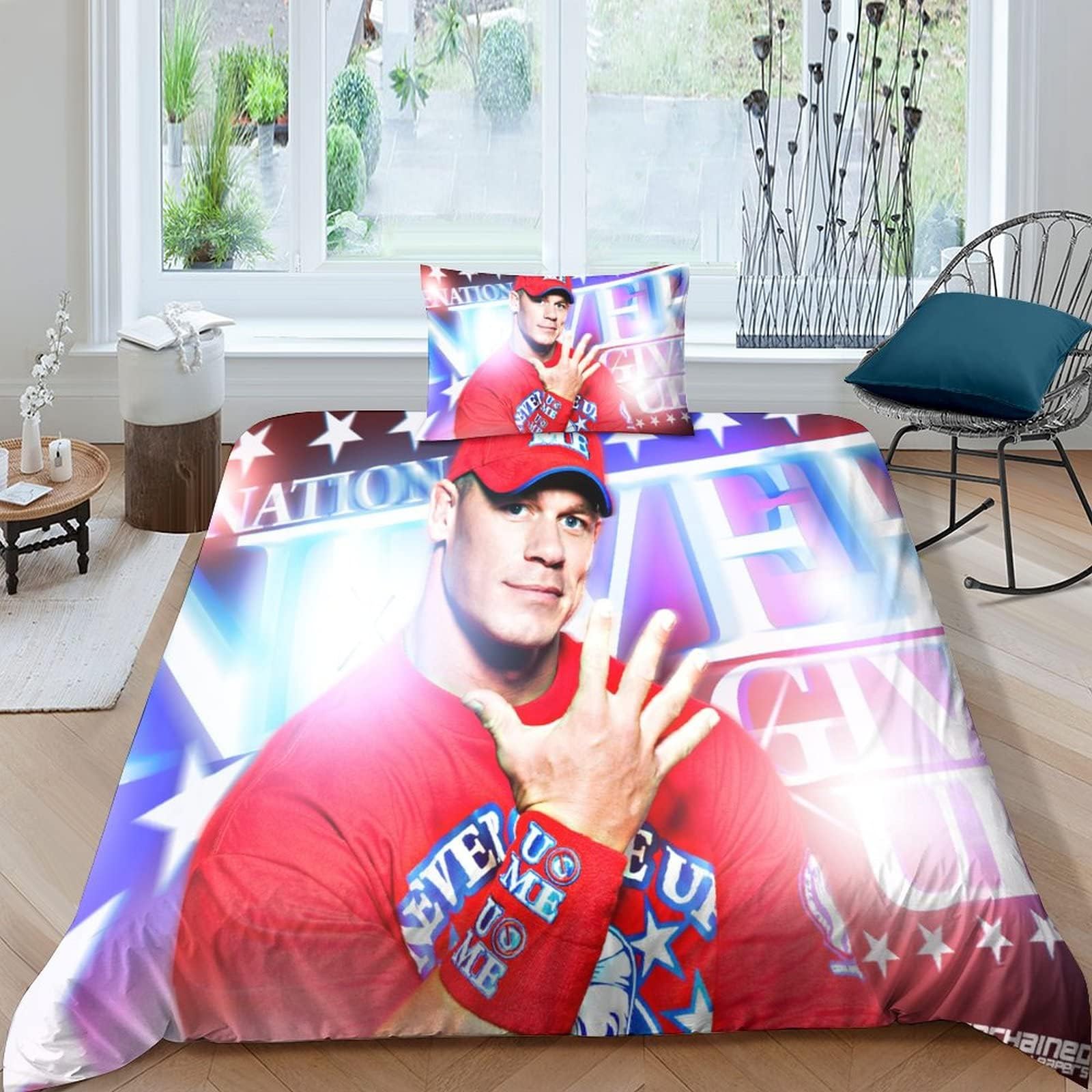 WWE 4 Stars Roman Reigns John Cena Panel Double Bed Duvet Quilt Cover ...
