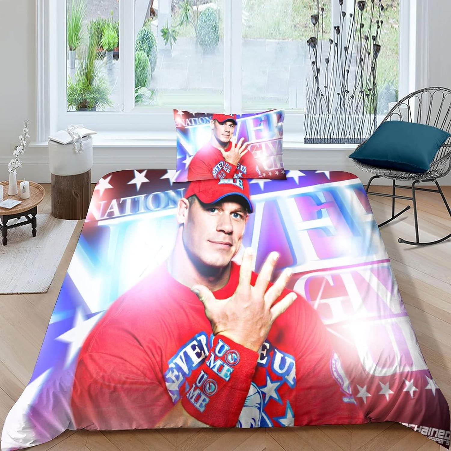 INTCHE Wwe Duvet Cover Sets Bedroom, Feather 3D Bedding Quilt Cover ...