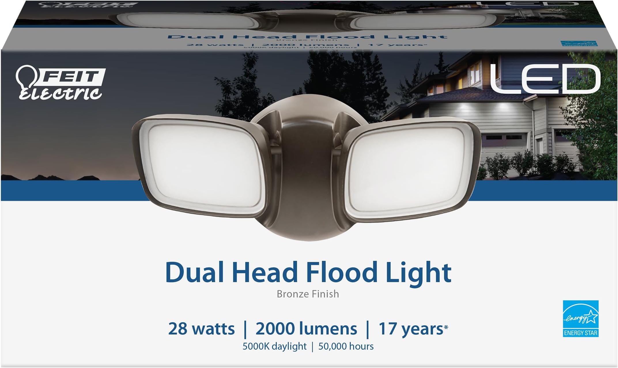 Feit Electric LED Security Outdoor Light, 28W LED Waterproof Flood ...