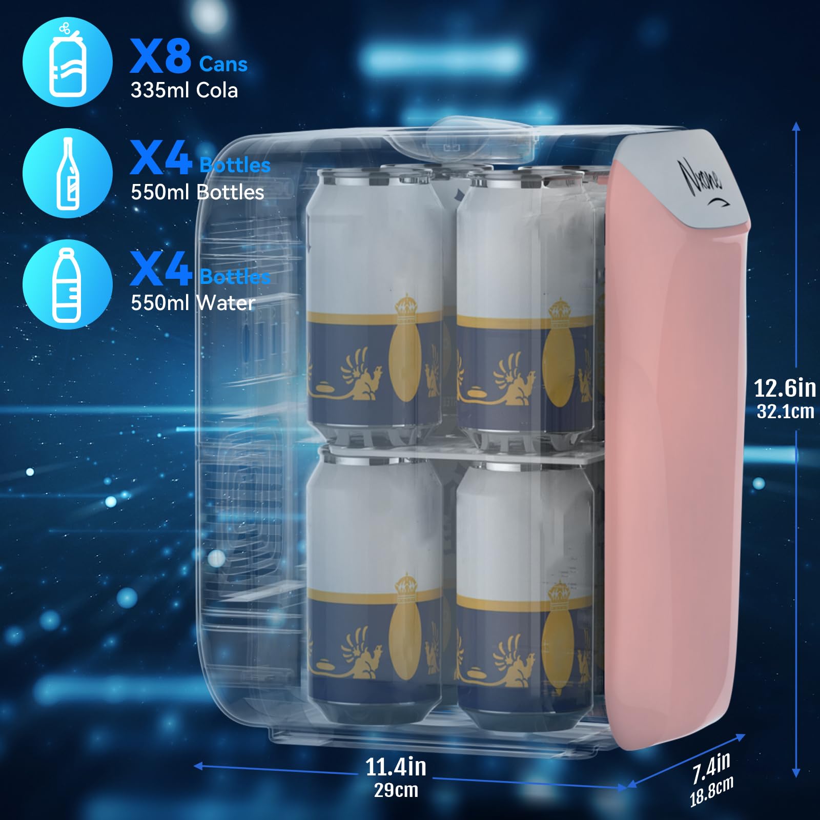 Snapklik.com : Mini Fridge,8 Can/6 Liter Small Refrigerator,110VAC/ 12V ...