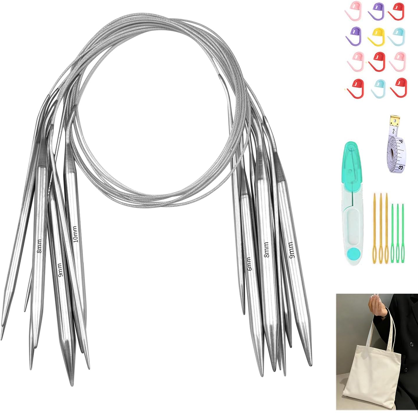 Amazon.com: Mdoker Circular Knitting Needles Set with Tote Bag 40-inch ...