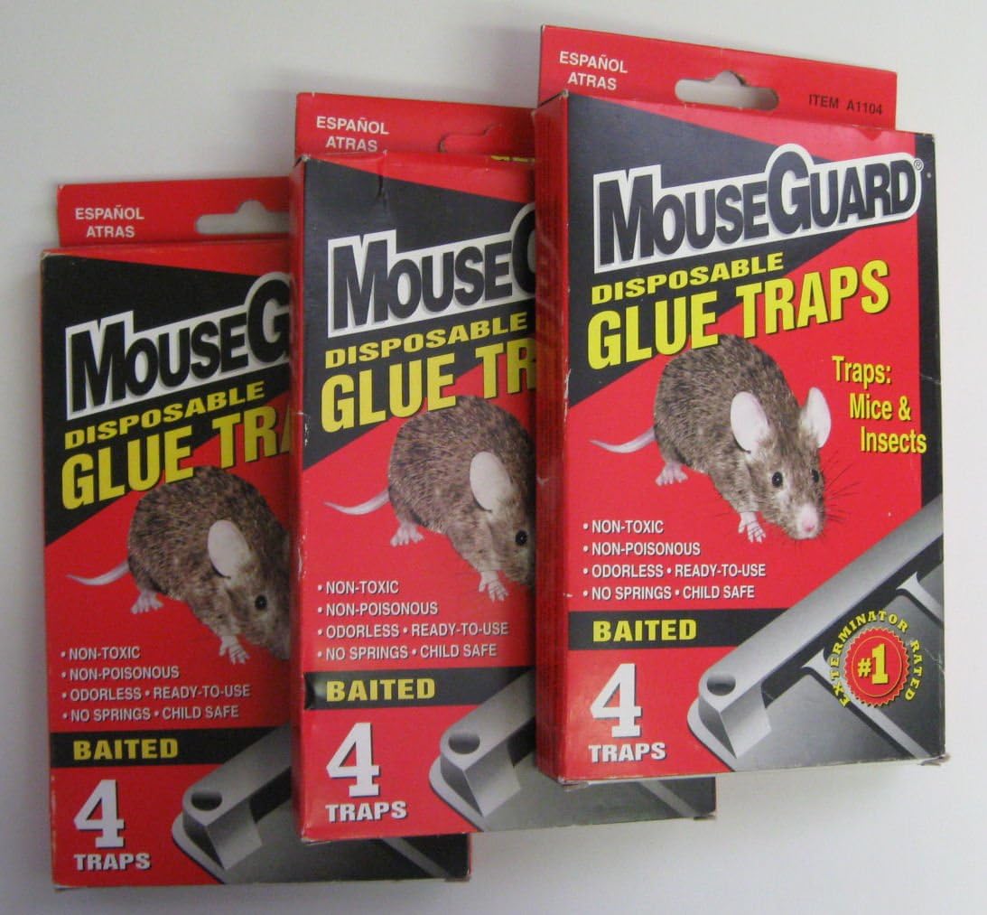 Amazon.com : 3 Pack Mouseguard Disposable Glue Traps (12 Traps Total ...