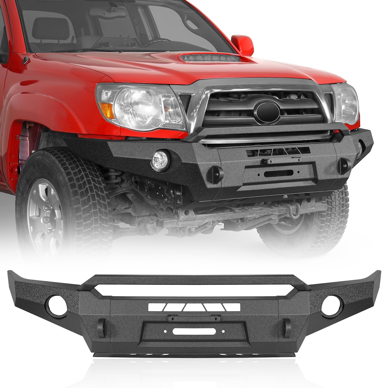 Amazon.com: Hooke Road 05-11 Tacoma Front Bumper Full Width Offroad ...