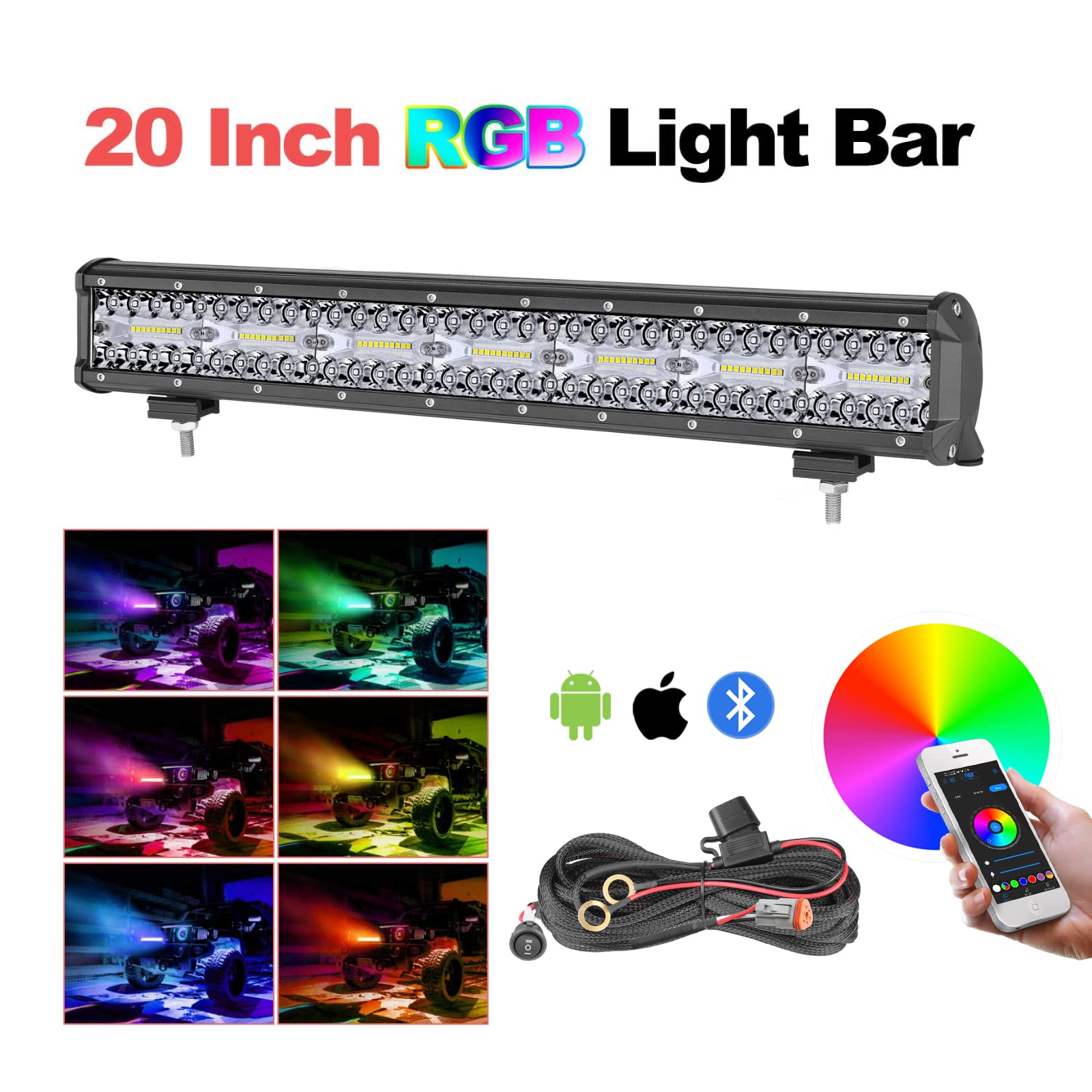 Buy RGB LED Light Bar , Teochew-LED 20 Inch Chasing Light Bar RGB Color ...