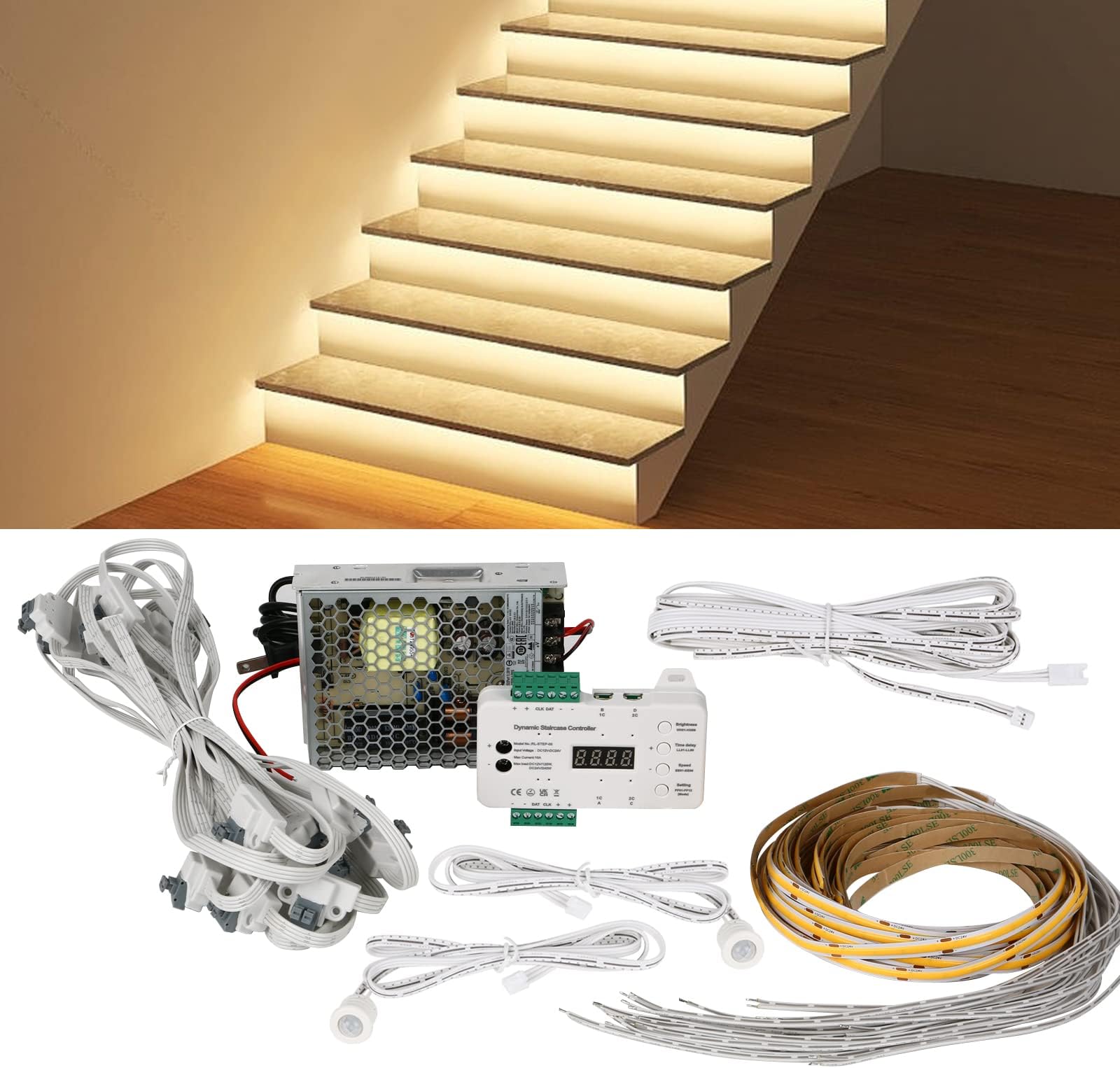 Copgge Indoor LED Stair Light Motion Sensor Complete Set Stair Running ...