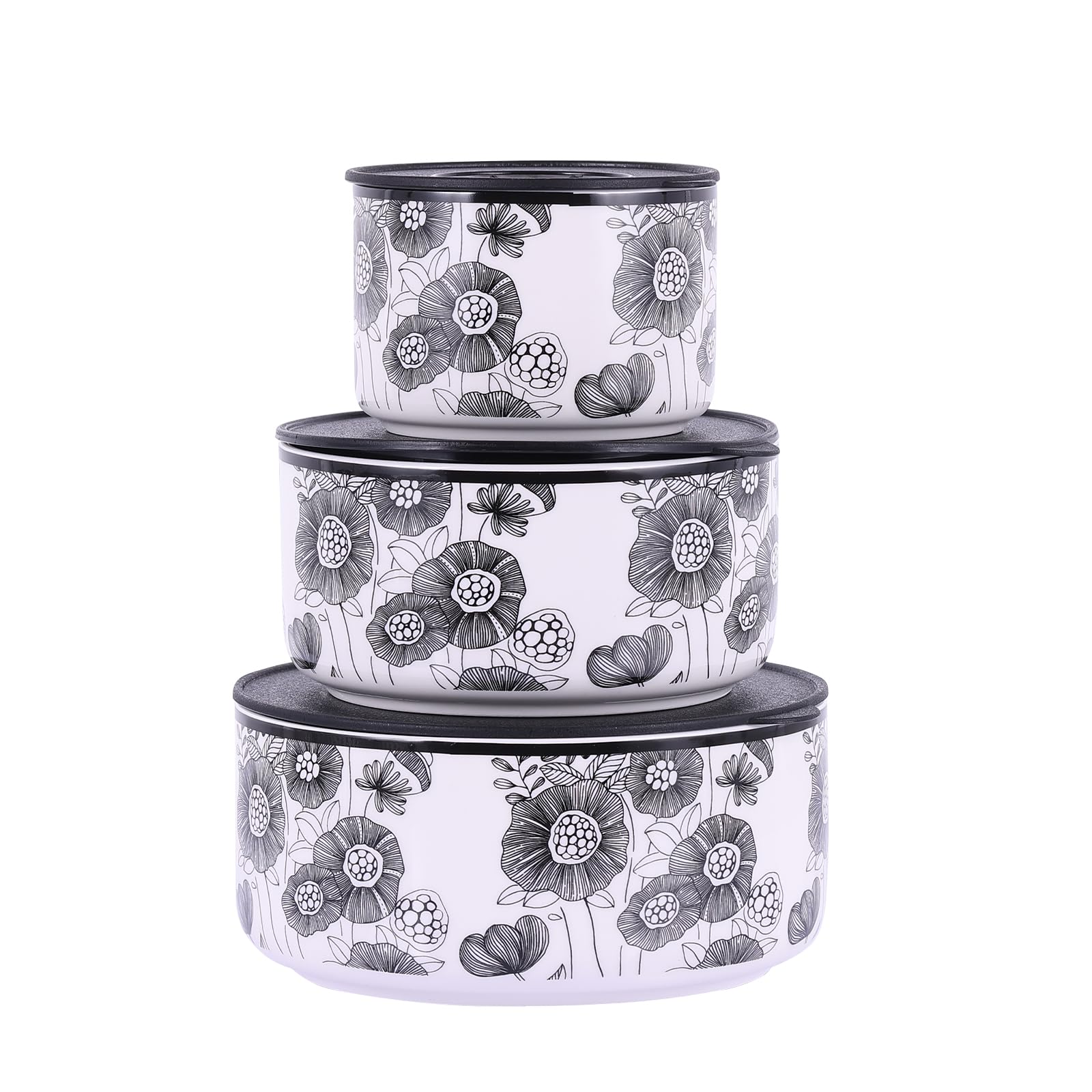 Amazon.com: XYQXYQ 3-Piece Ceramic Bowl Set with Lids - Versatile ...