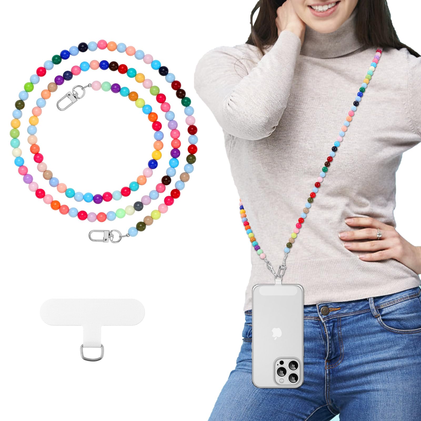 Amazon.com: MoKo Universal Phone Lanyard, Pearl Beaded Cell Phone Chain ...