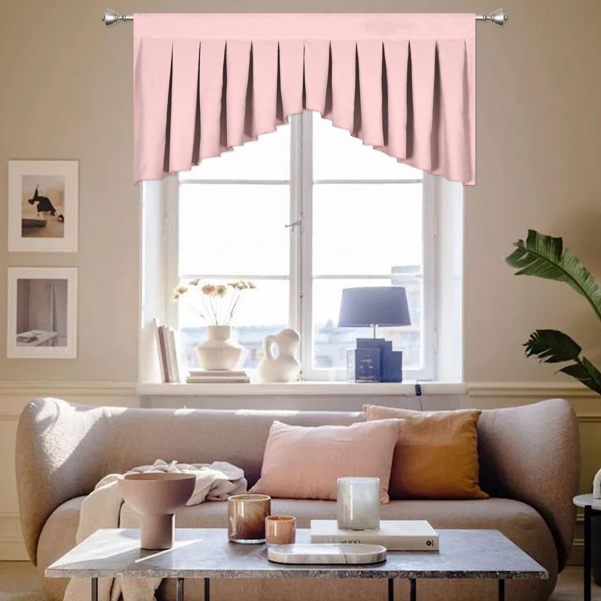 Amazon.com: OYRING Valances for Windows Light Pink Window Valance for ...