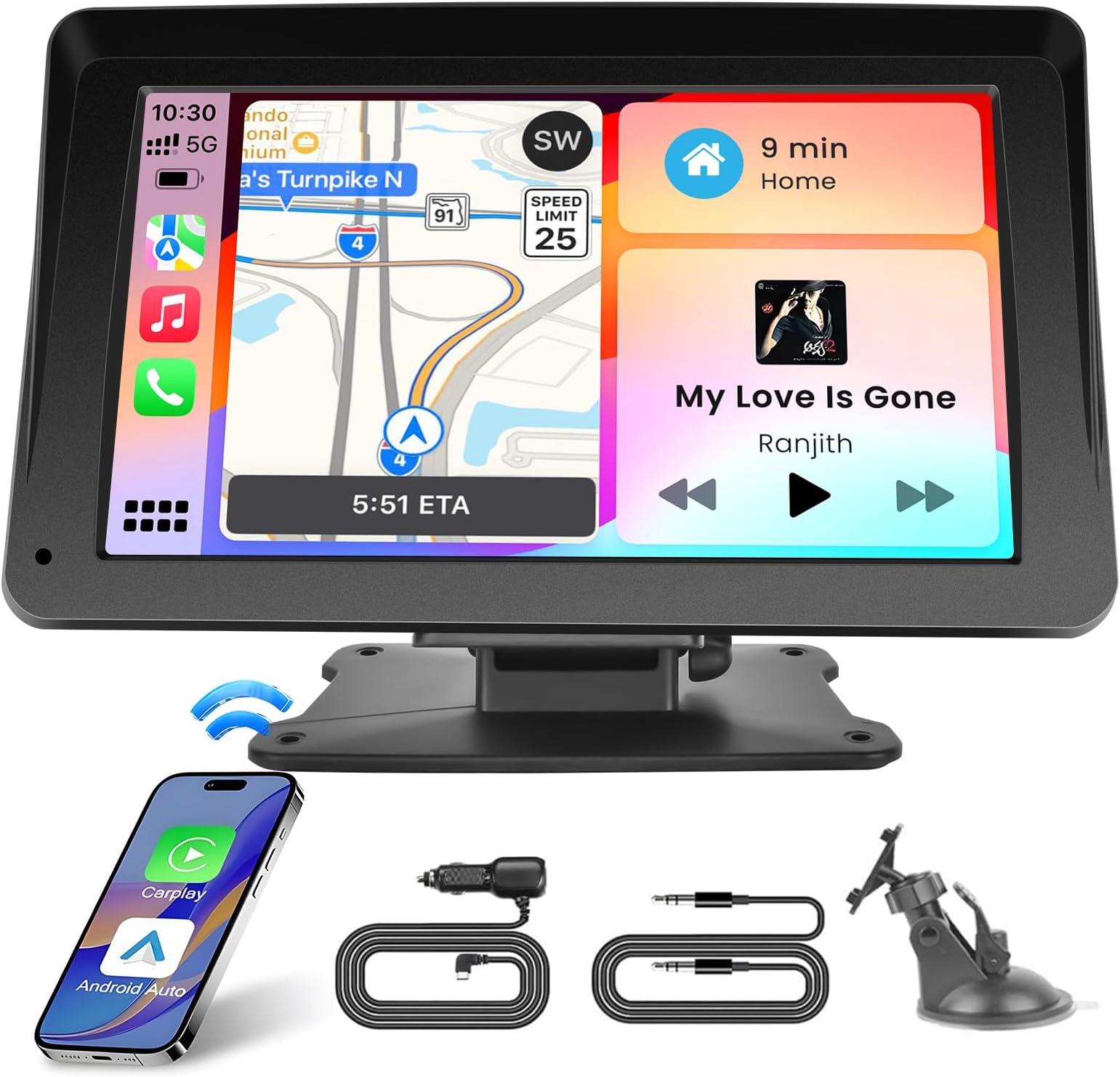 Hikity Wireless Car Stereo with Apple CarPlay & Android Auto, 7 Inch ...