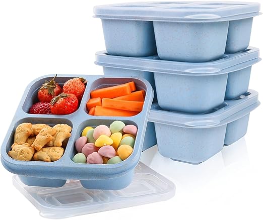Amazon.com: JEUROT Snack Box,4 Compartment Snack Containers, Prep ...