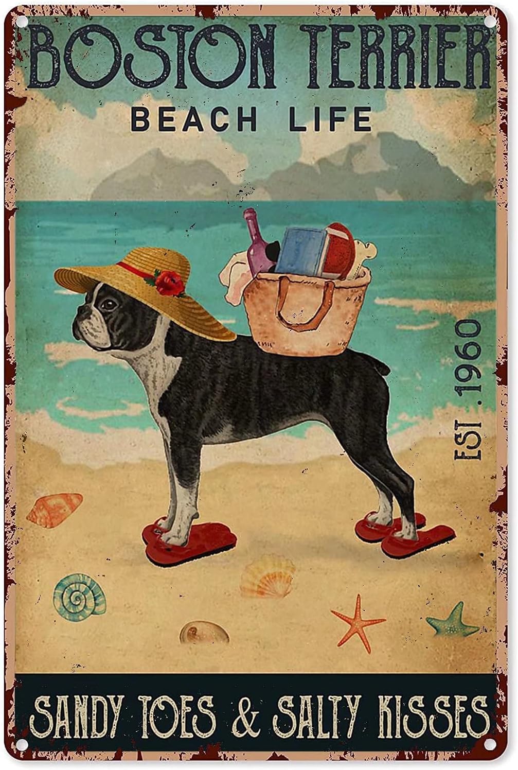 Amazon.com: UOAIUDT Vintage Boston Terrier Dog Metal Plaque Poster ...