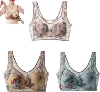Blaciokamith Super Gather Bra Ice Silk Lace Cooling Comfort, Seamless ...