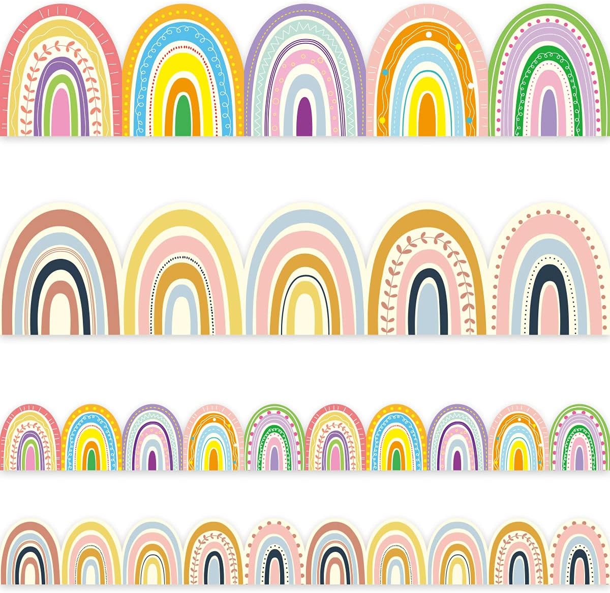 Amazon.com: Fancy Land Boho Bulletin Border Trim 36ft Two Sided Rainbow ...