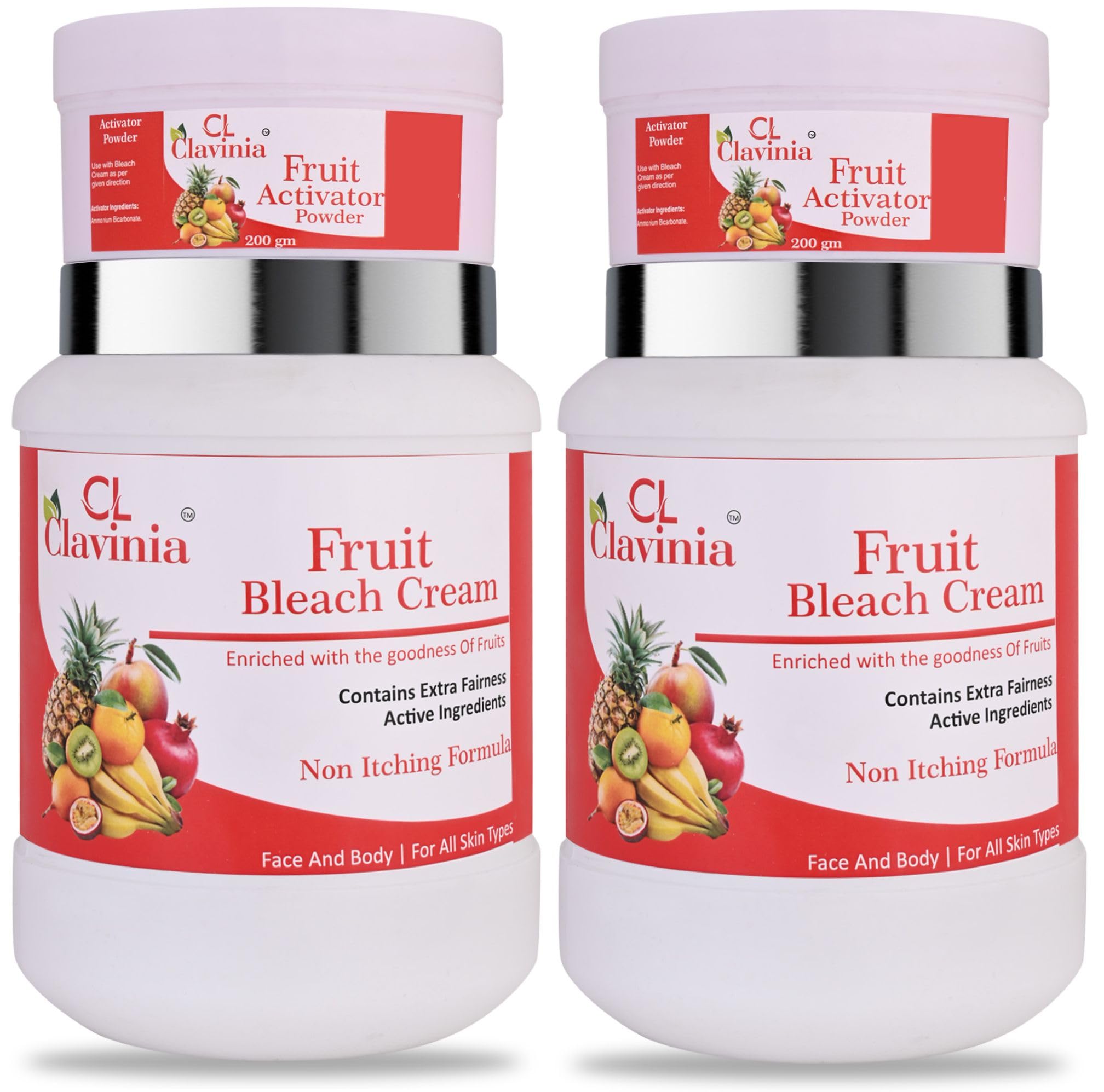Clavinia Fruit Bleach Cream With Activator Powder Pack Of 2 - 1 kg x 2 ...