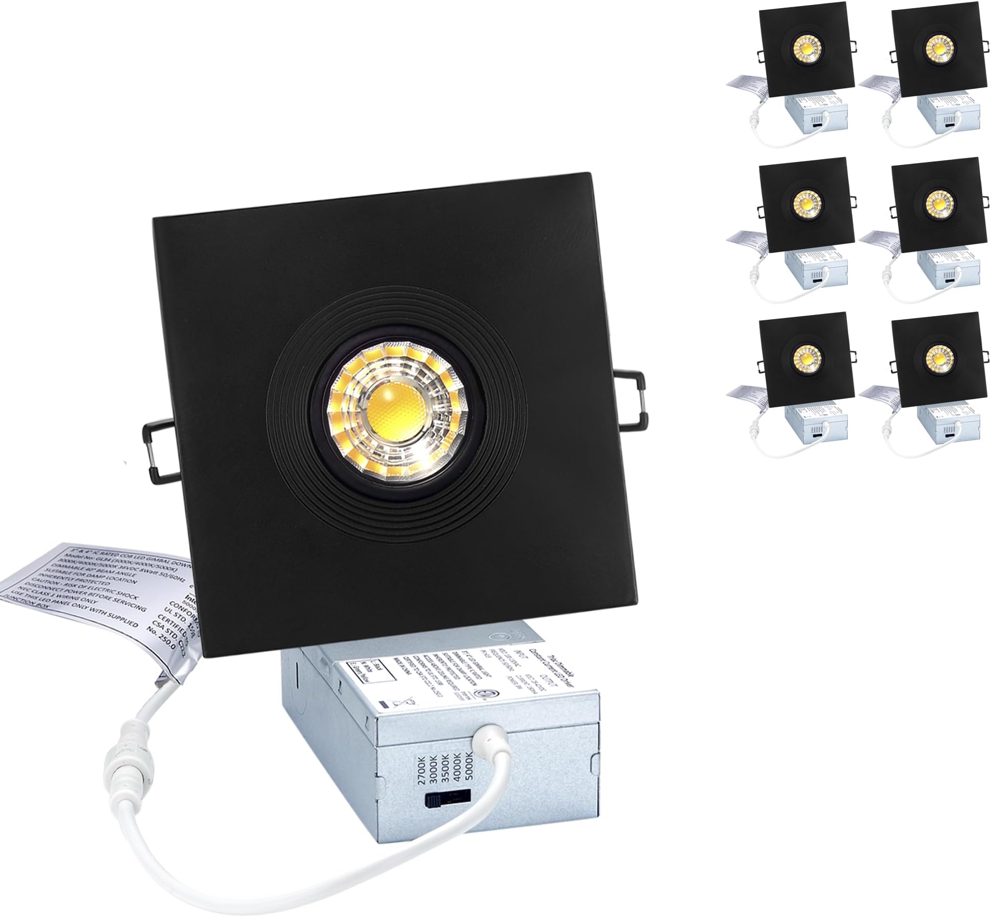 Halo Recessed TLS408WHBB 4-Inch LED Trim Square with Solite Regressed ...