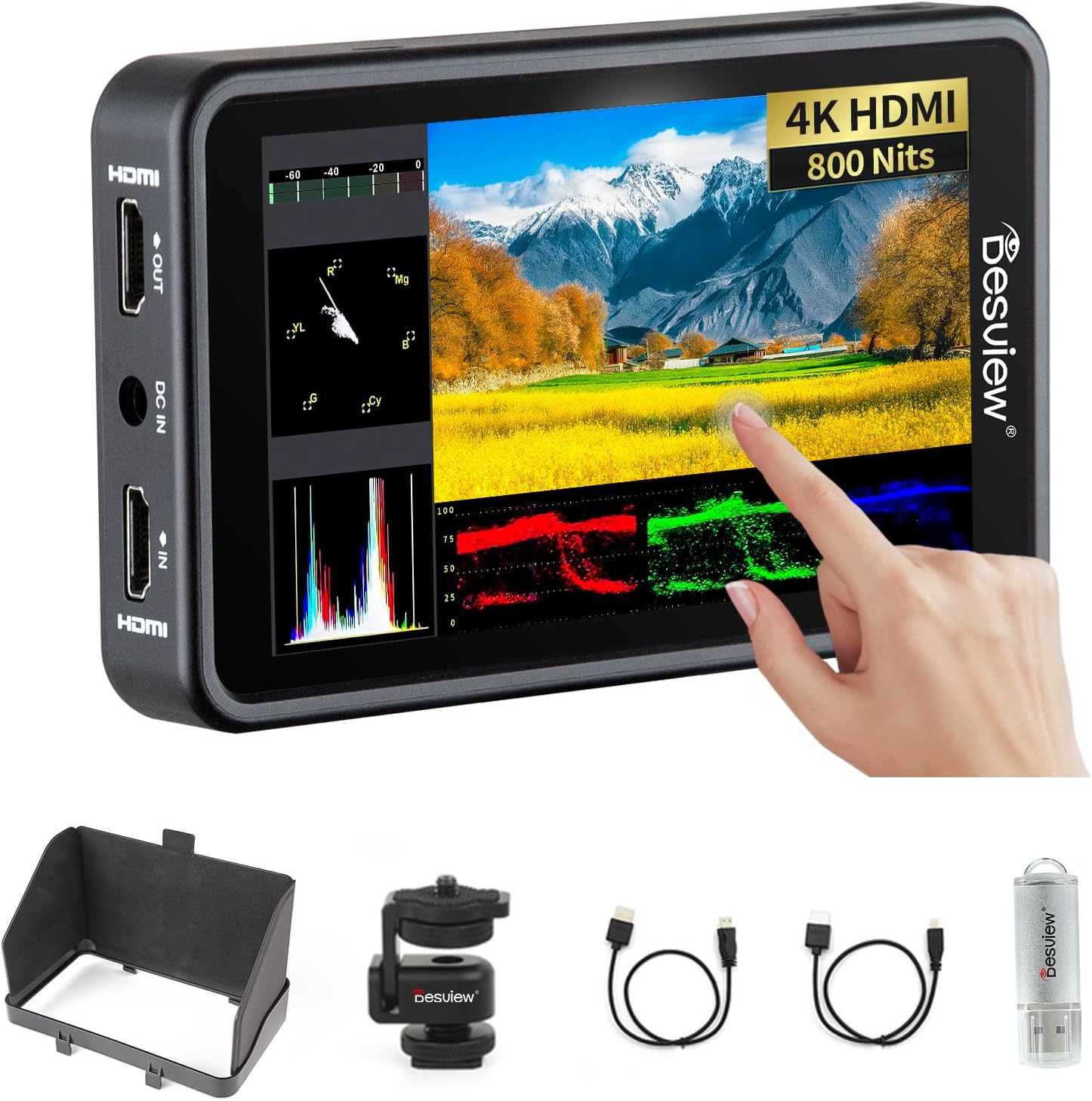 Portkeys LH7H Camera Monitor 7" 1000 Nits Touchscreen Field Monitor ...