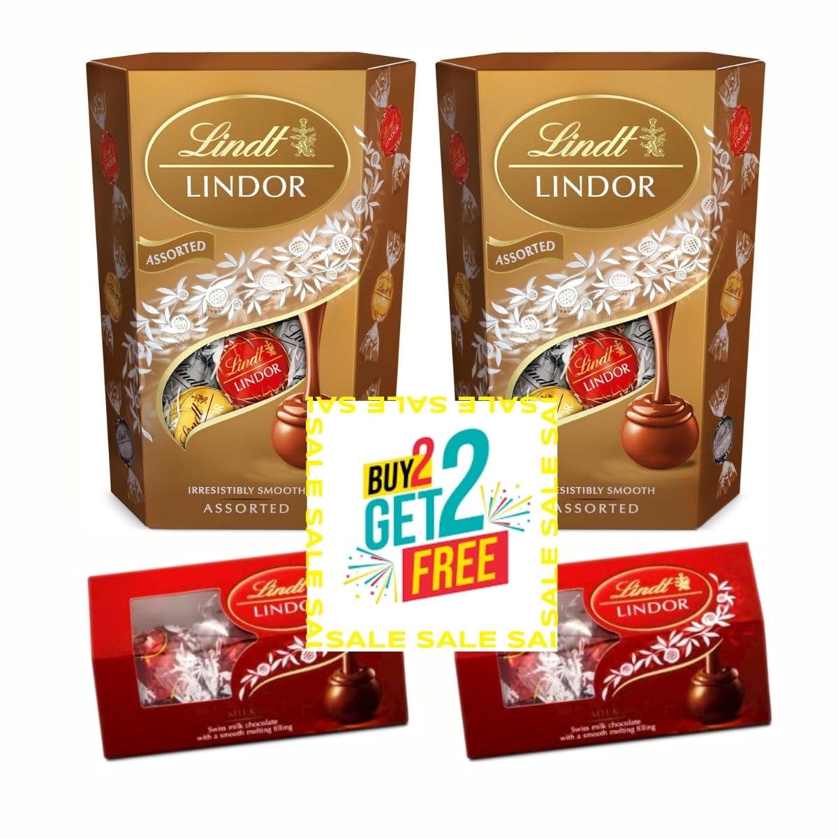 Lindt Lindor Assorted Chocolates Box - 137G - Pack Of 2 & Get Two Trio ...