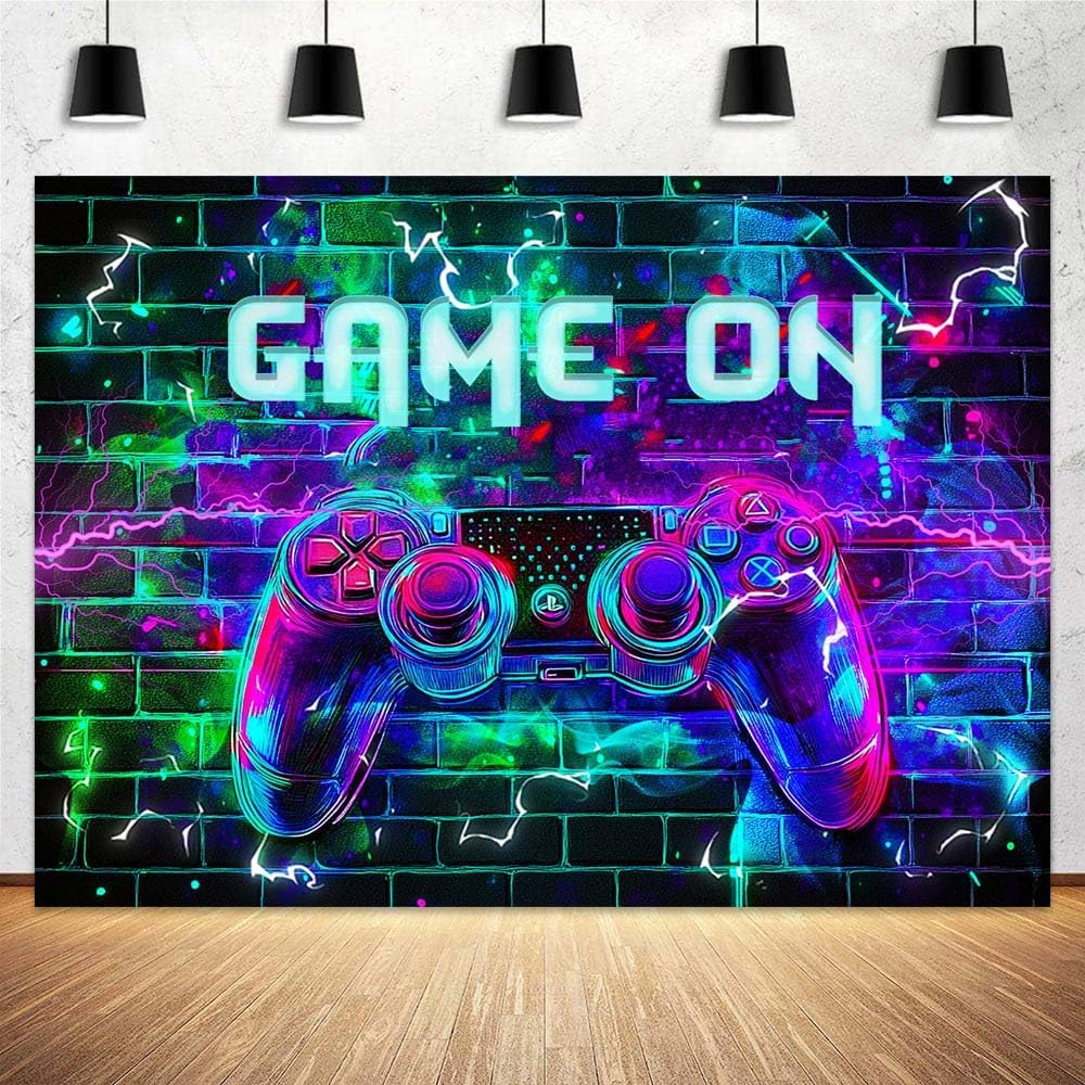 Amazon.com : 7x5 ft Game On Backdrop Video Game for Boys Level Up ...