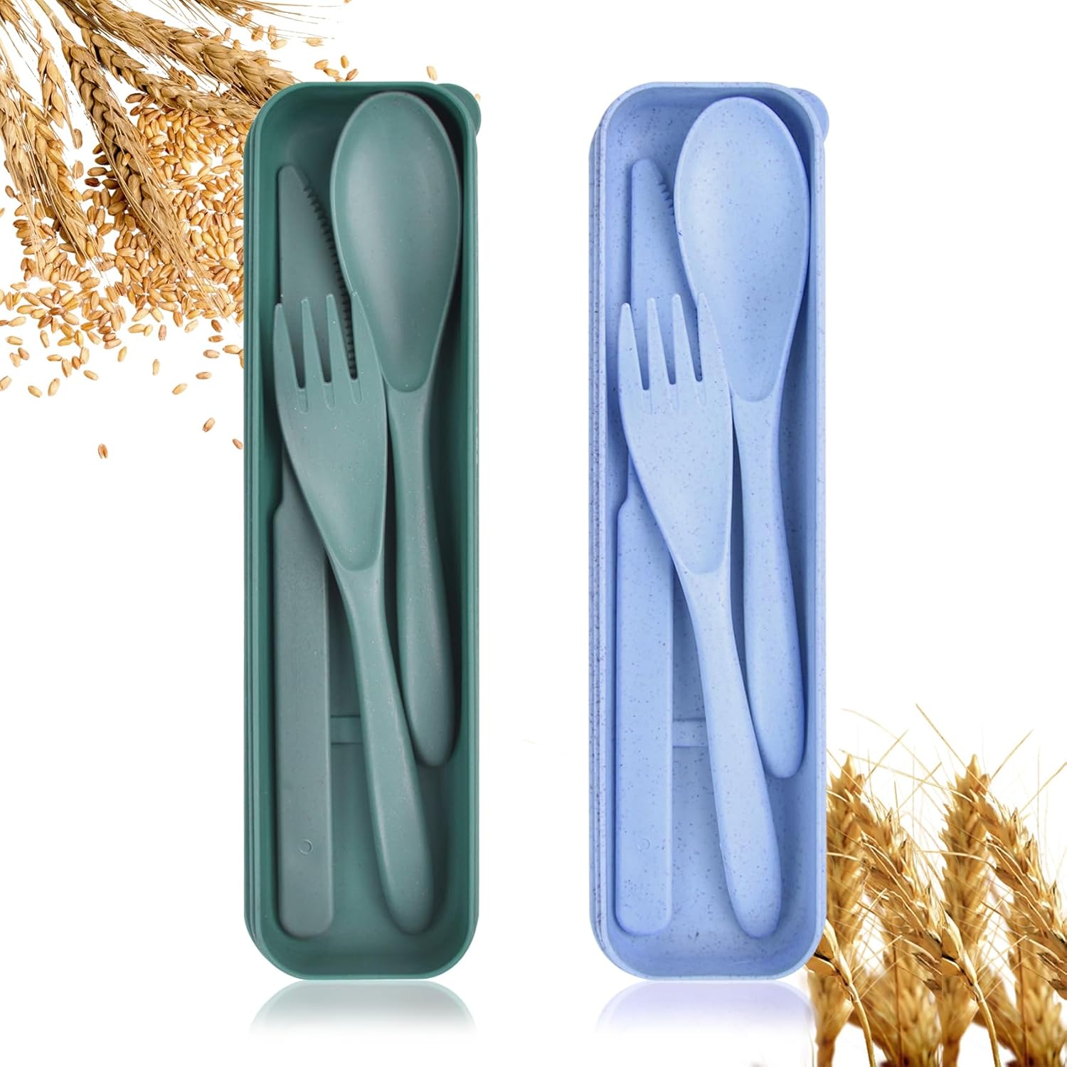 Travel Utensils with Case, Reusable Plastic Cutlery, Travel Cutlery Set ...