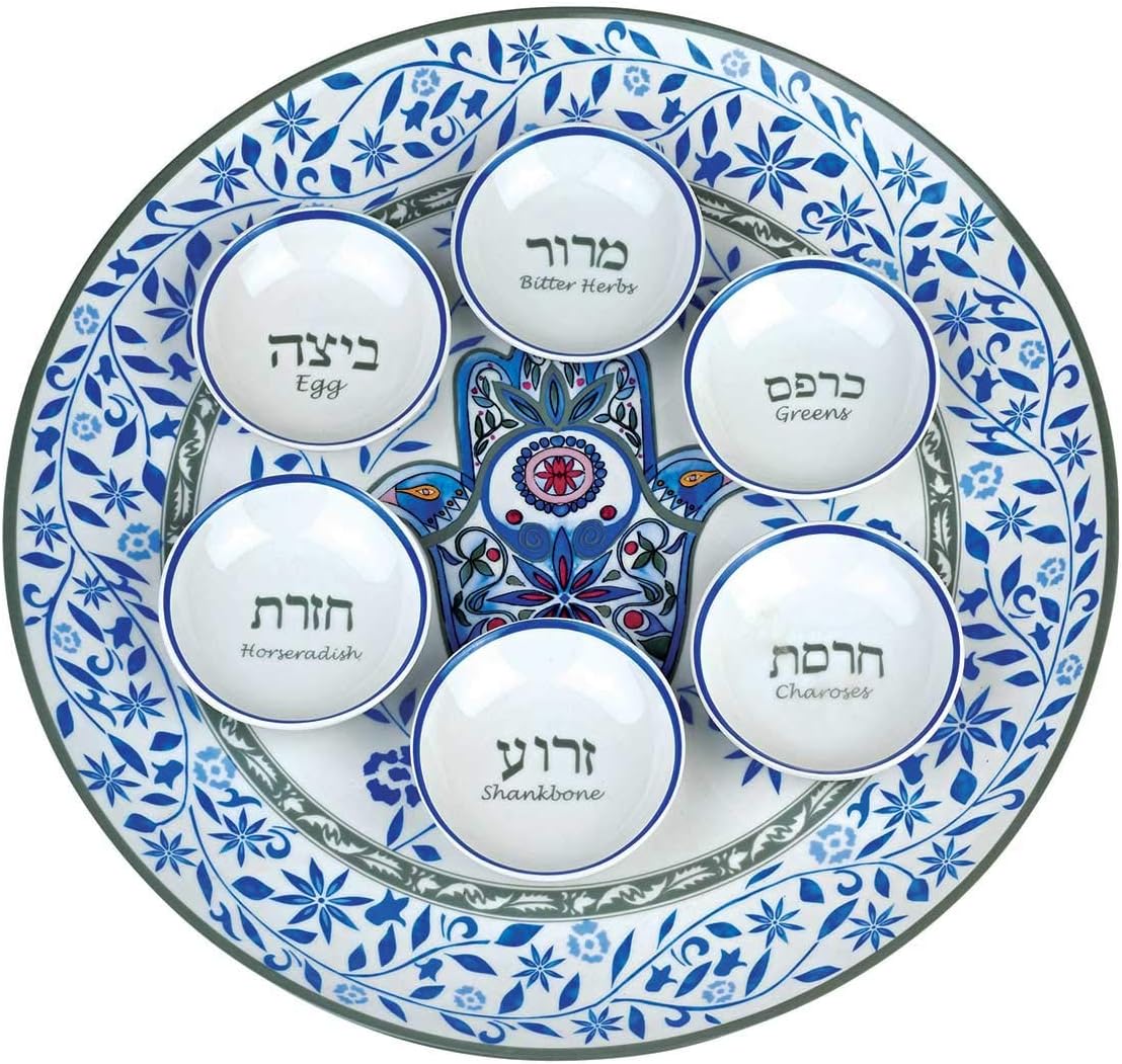 Amazon.com: Aviv Judaica Exquisite Stoneware Seder Plate Renaissance ...