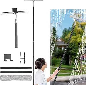 Amazon.com: Window Washing Kit, 2 in 1 Window Squeegee with Extension Pole Long Handle Squeegee ...