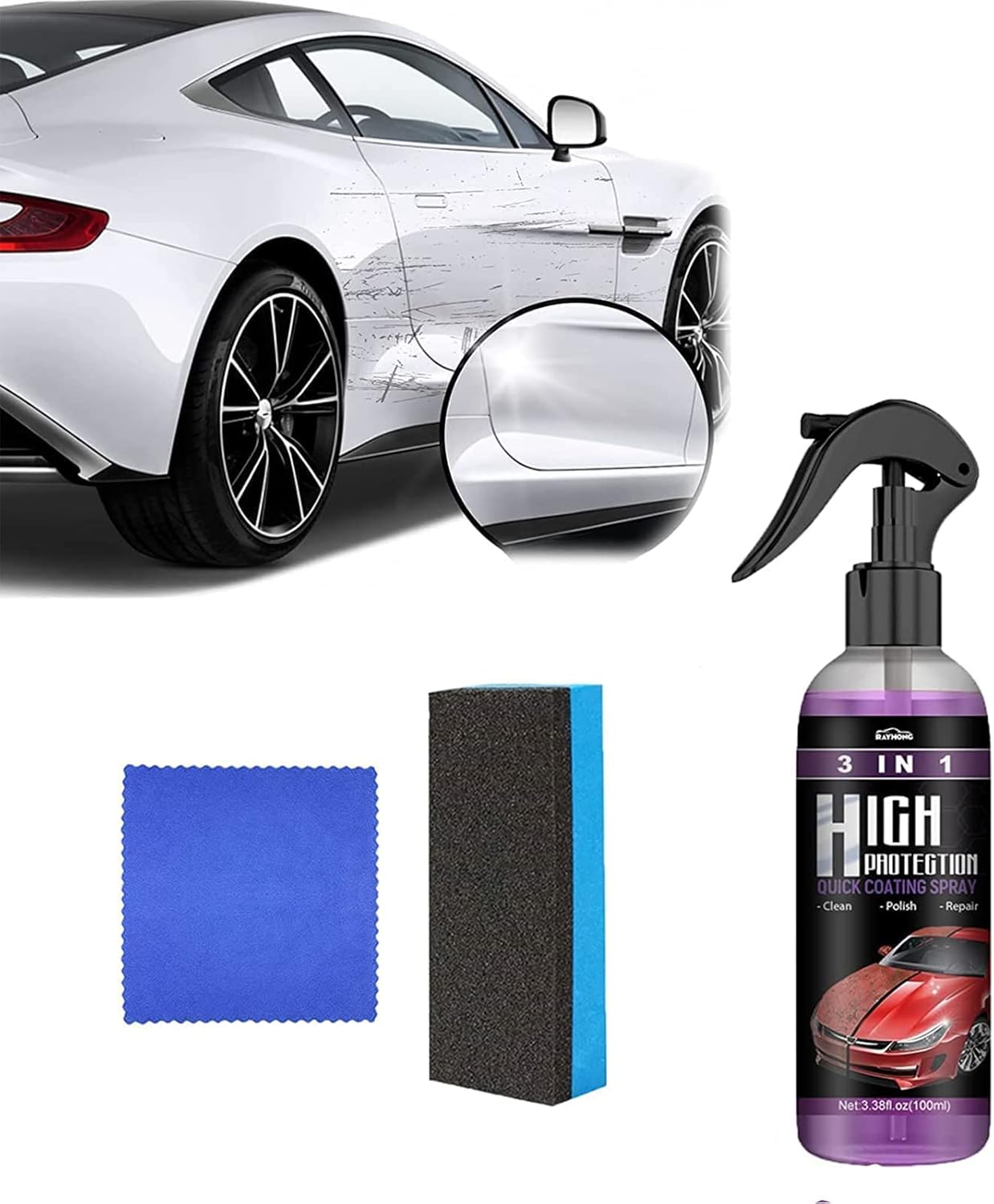 Amazon.com: 3 in 1 High Protection Quick Car Coating Spray Renewal ...