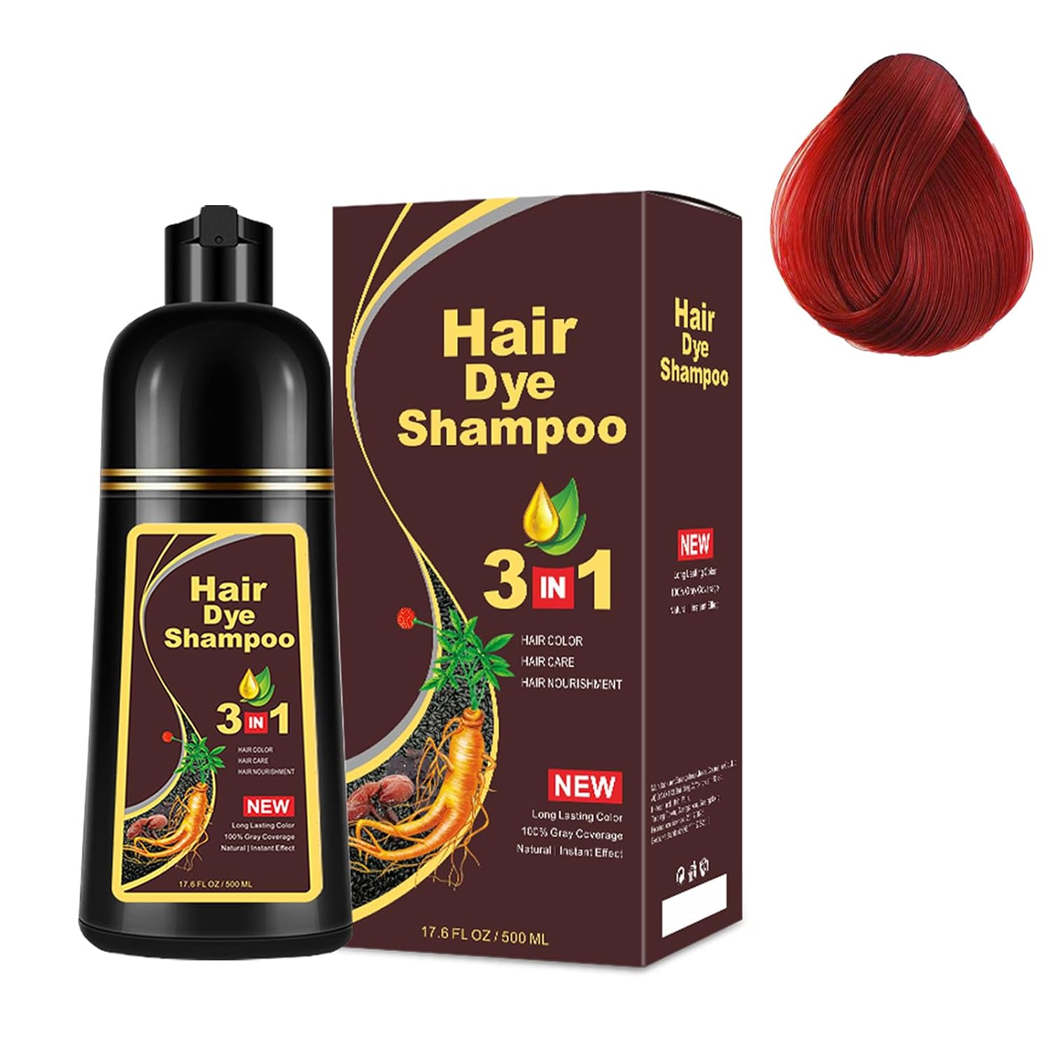 Amazon.com : Wine Red Hair Dye Shampoo 3 in 1 for Dark Hair,Long ...