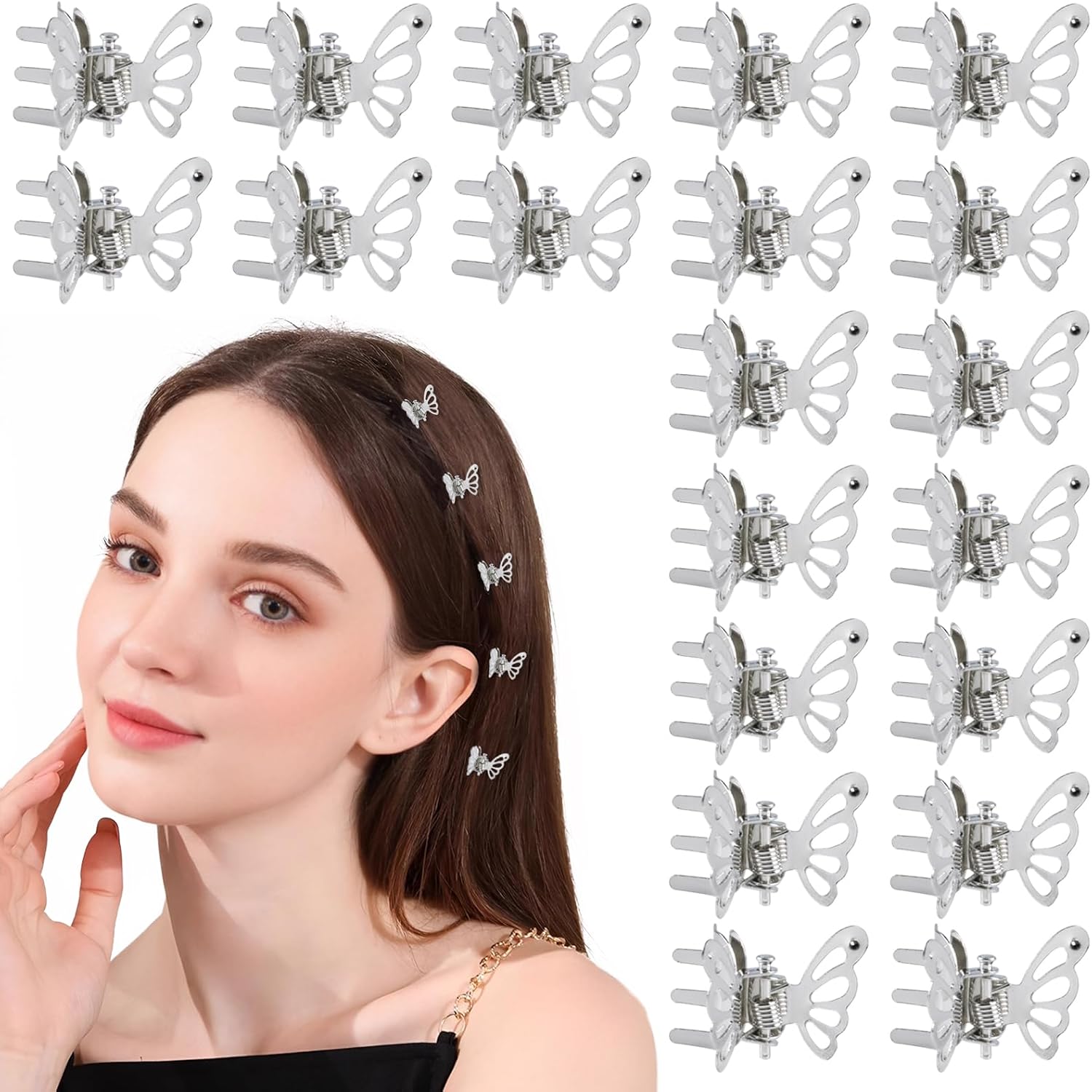 Dalababa 20 Pcs Mini Butterfly Hair Clips, Girls Metal Small Claw Clips ...