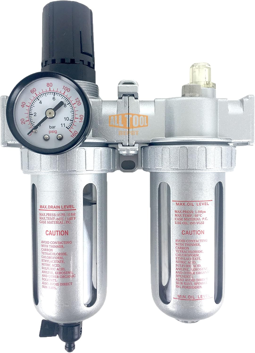 3/8" NPT Mid Flow Compressed Air In Line Filter Regulator Lubricator ...