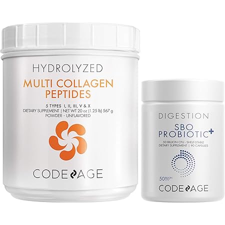 Amazon.com: Codeage - Multi Collagen Protein + SBO Probiotics 50 Billion CFU Bundle : Health ...
