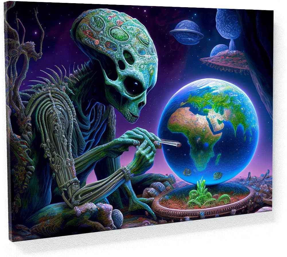 Amazon.com: Sense Canvas Dmt Trippy Alien Creating Humans 16 Canvas Art ...