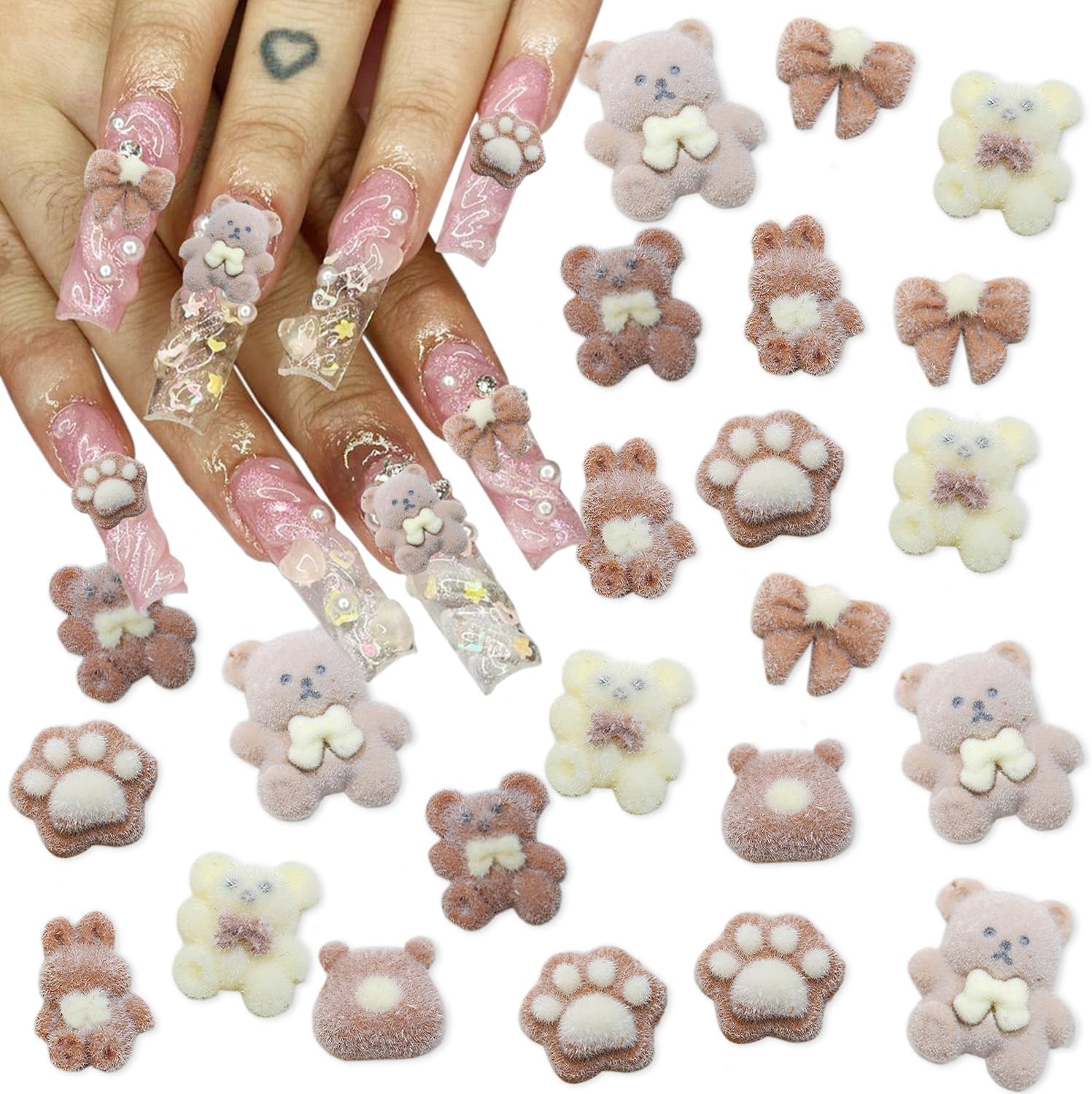 Amazon.com: 14Pcs Bear Nail Charms 3D Cute Nail Charms Coffee Color ...