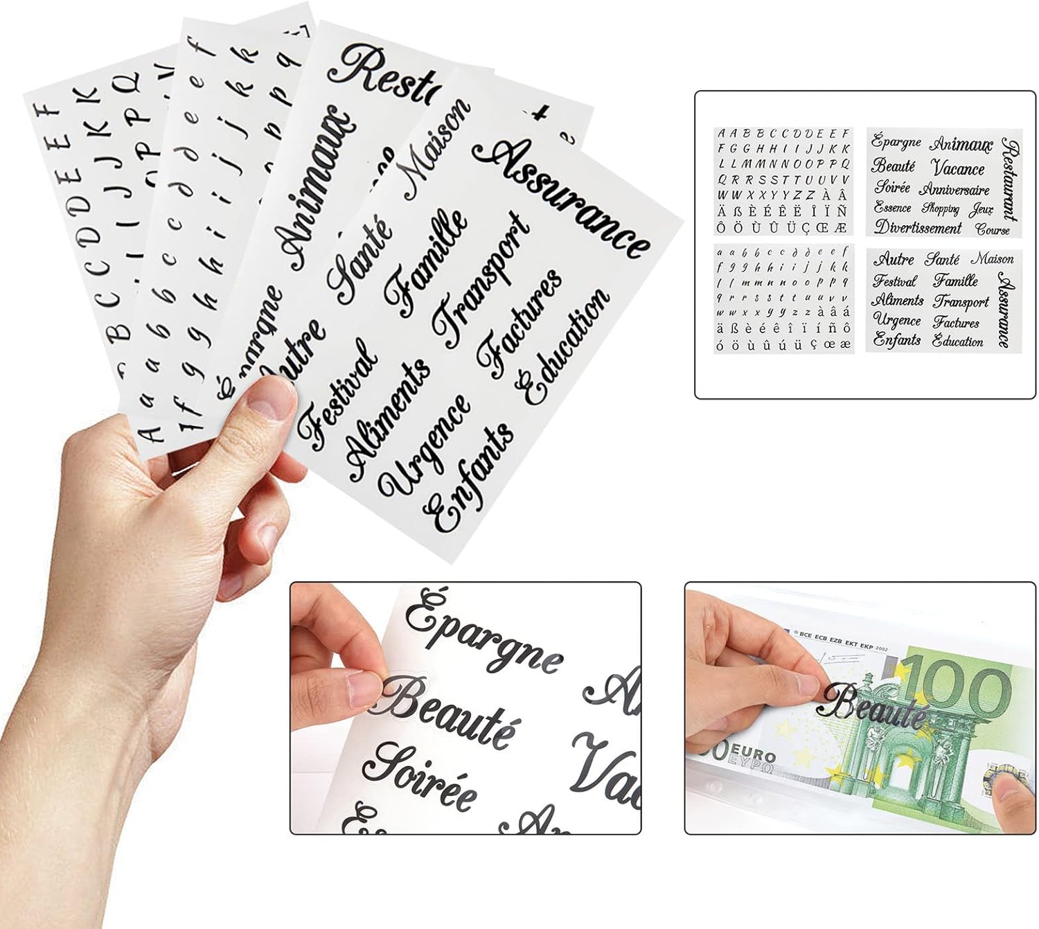 Qupuce Autocollants Français pour Classeur Budget enveloppe, pochette ...