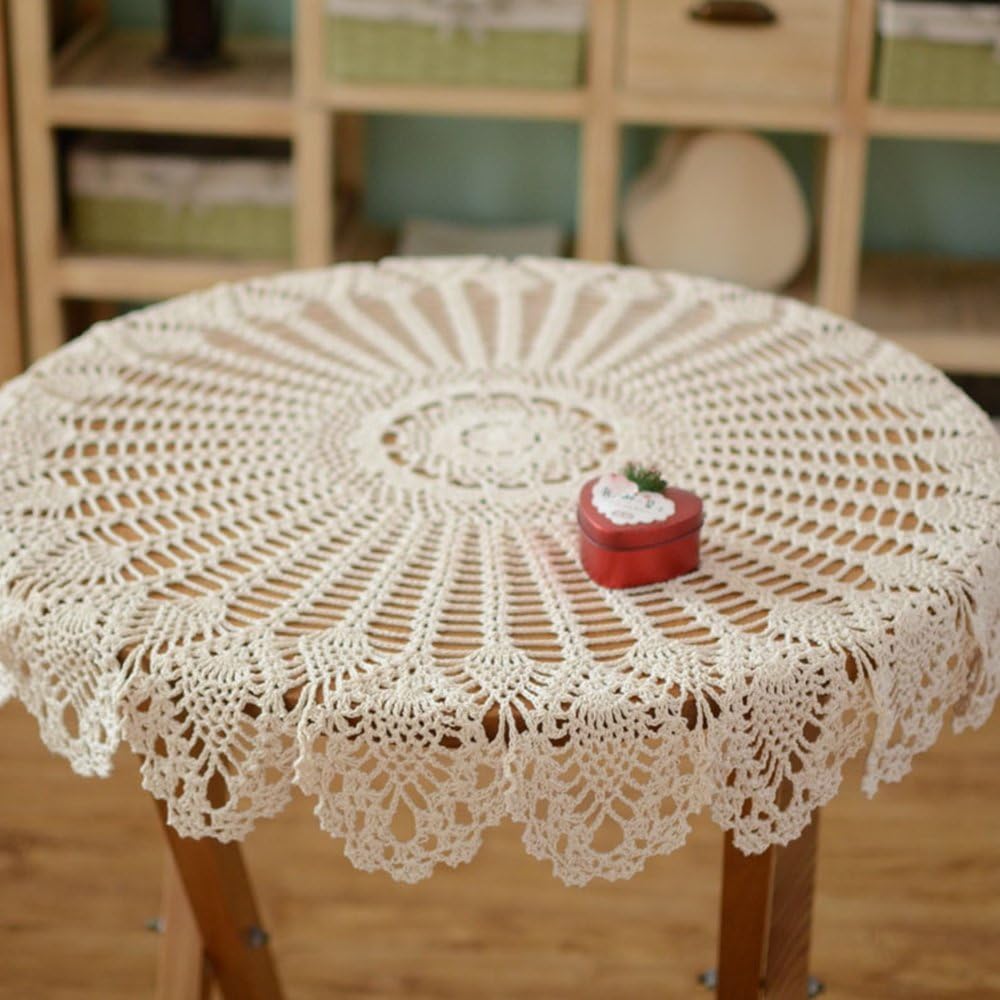Amazon.com: Laivigo New Handmade Crochet Lace Round Table Cloth Doilies ...