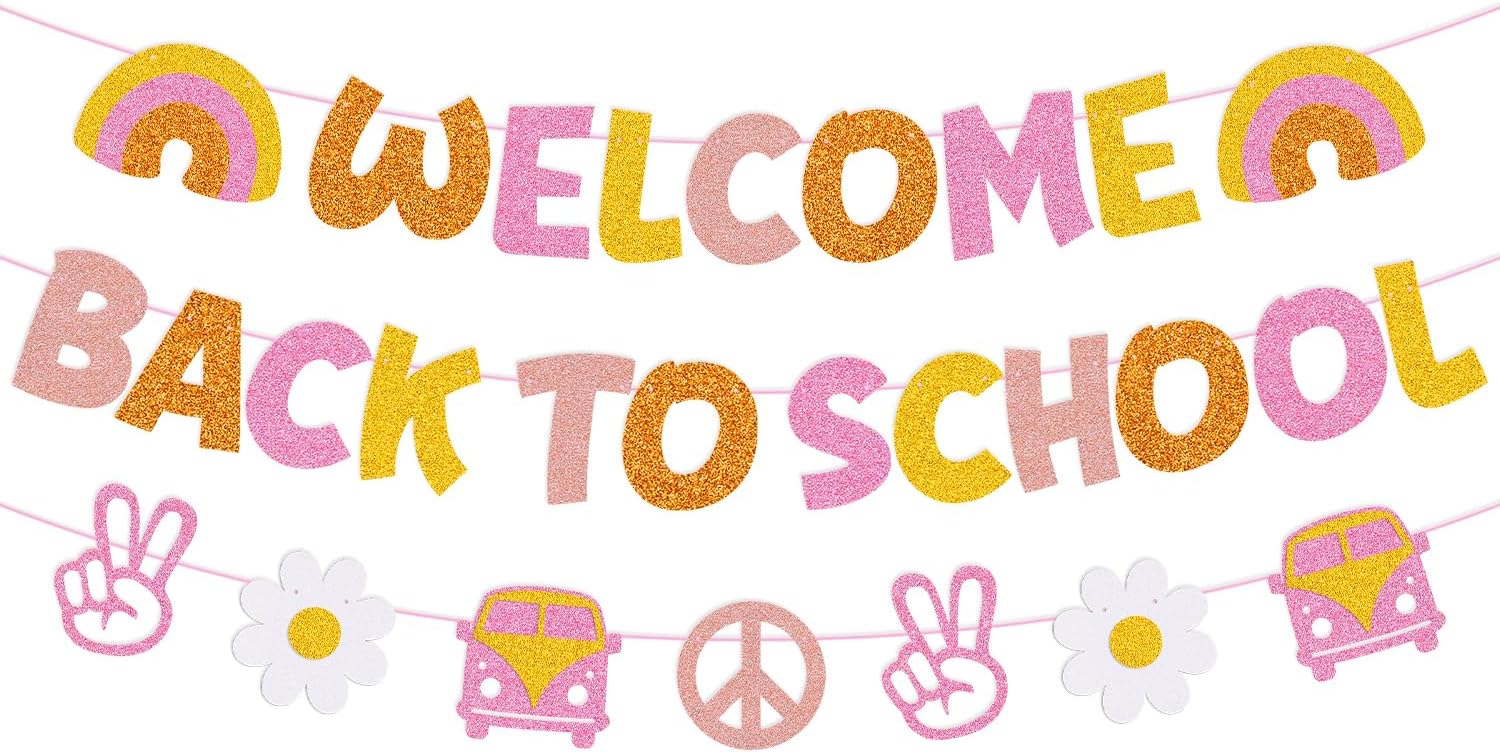 Amazon.com: Welcome Back to School Banner Groovy Classroom Party ...