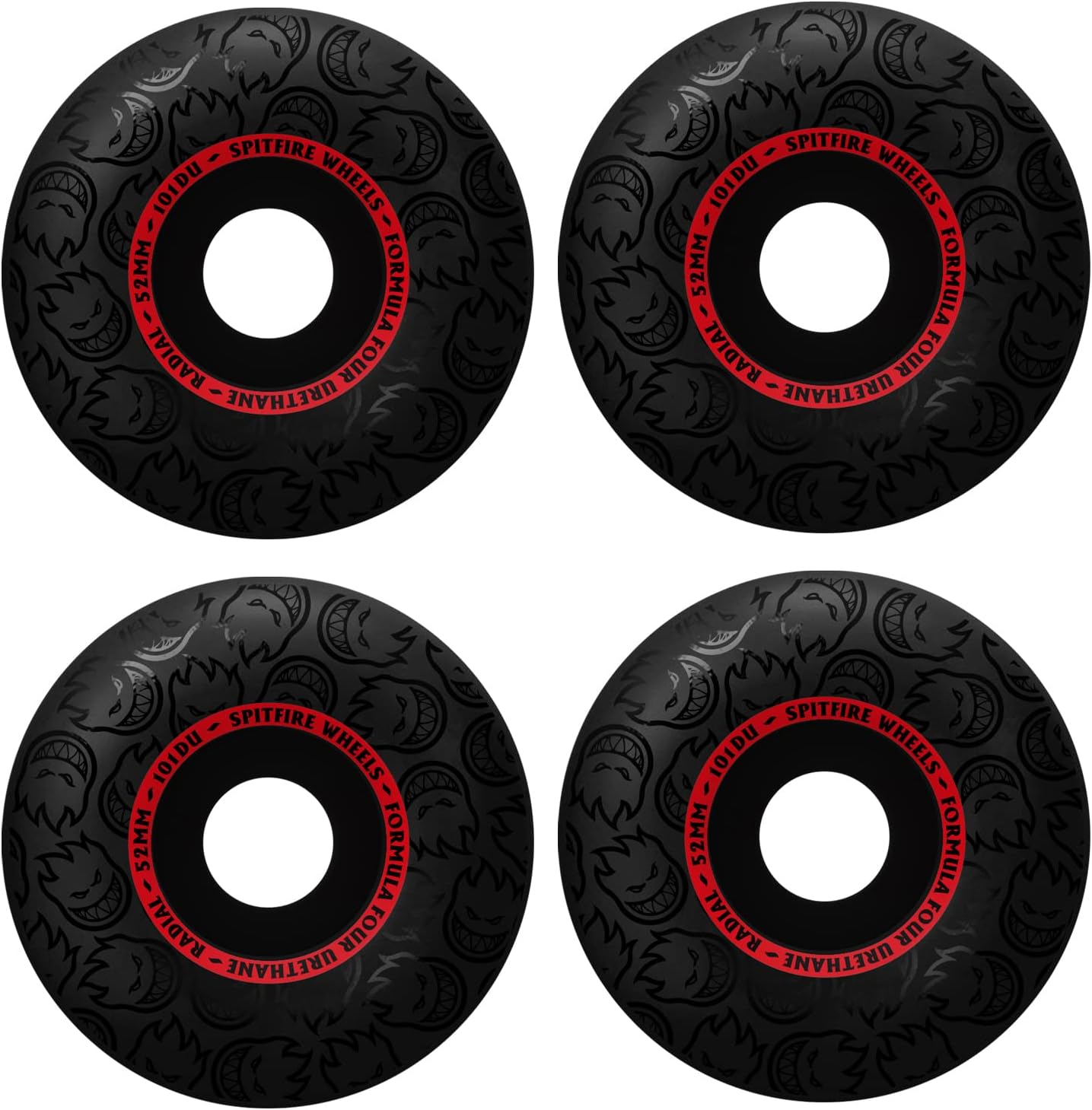 Spitfire Formula Four Skateboard Wheels Black Out Radial 101DU Black ...