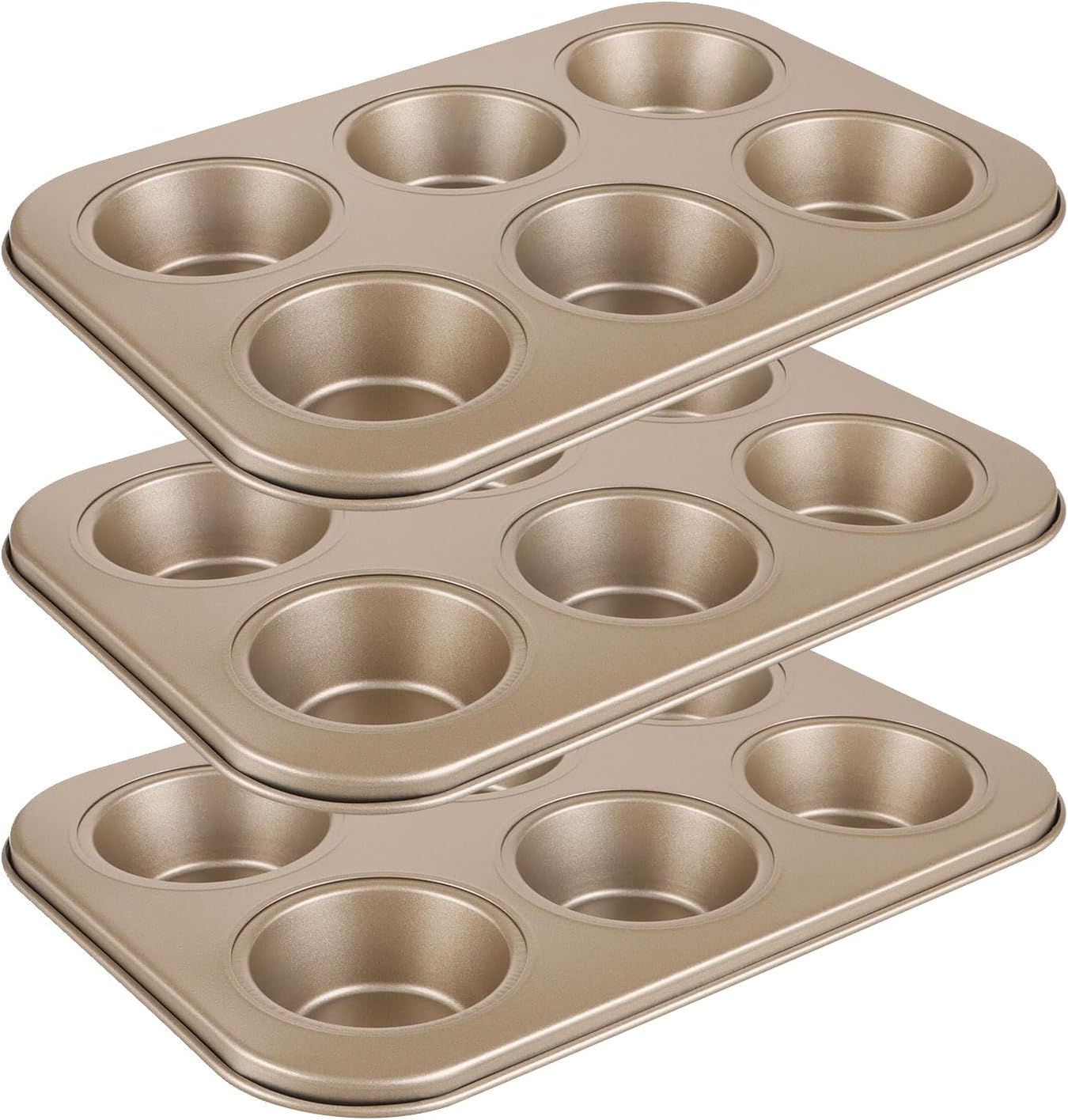 Amazon.com: Oungy 3 PCS Non-Stick Round 6-Cup Standard Muffin Baking ...