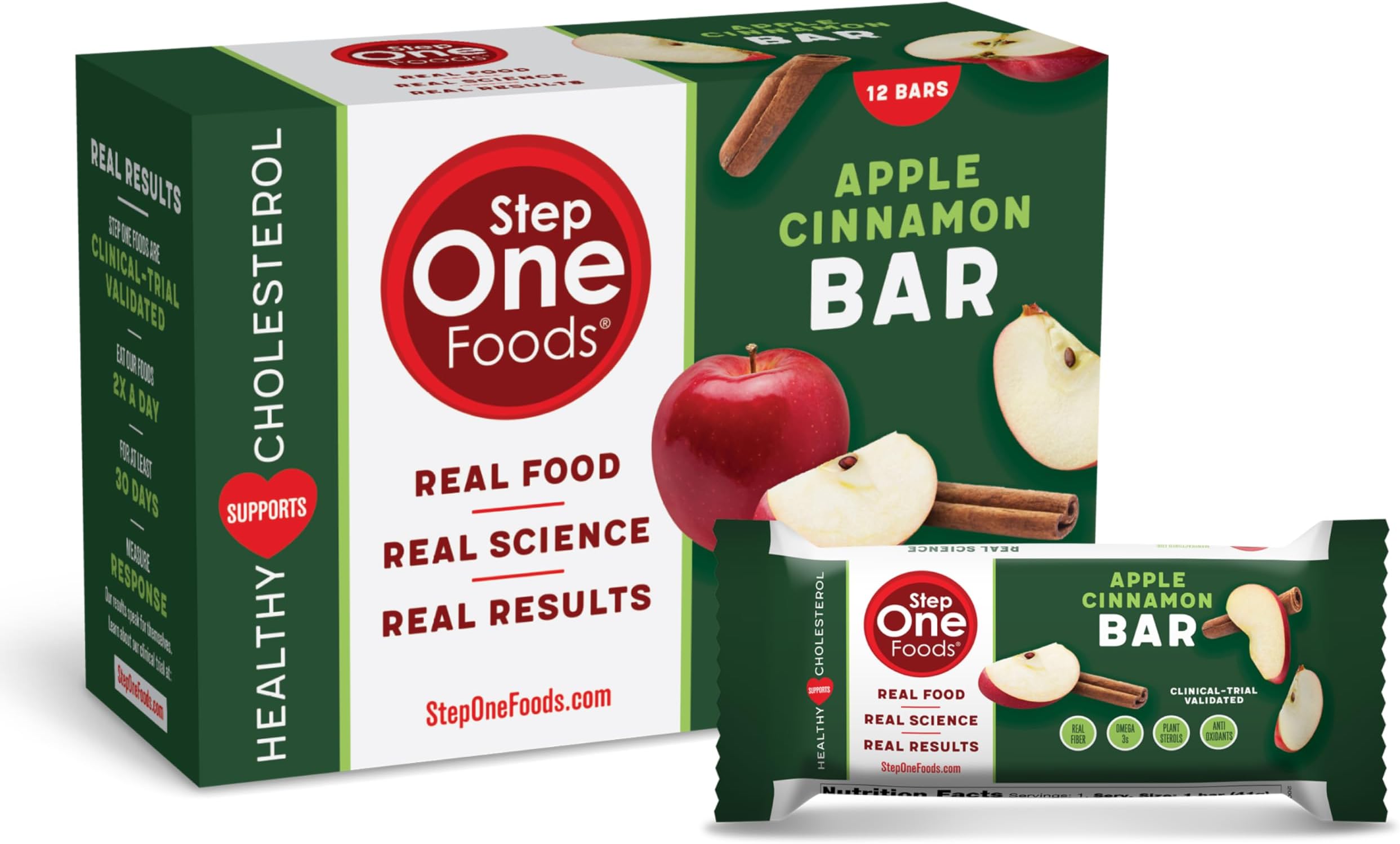 Amazon.com : Step One Foods Apple Cinnamon Bars, Heart Healthy Snack ...