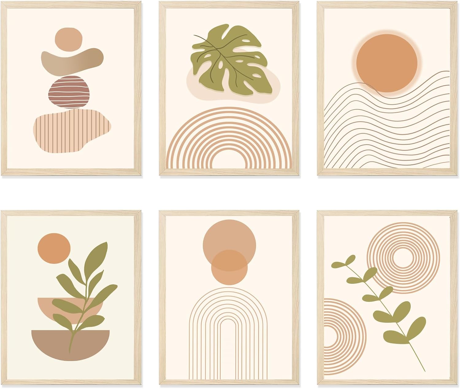 Amazon.com: YLoqdt Boho Wall Art, Set of 6 Minimalist Geometric Posters ...