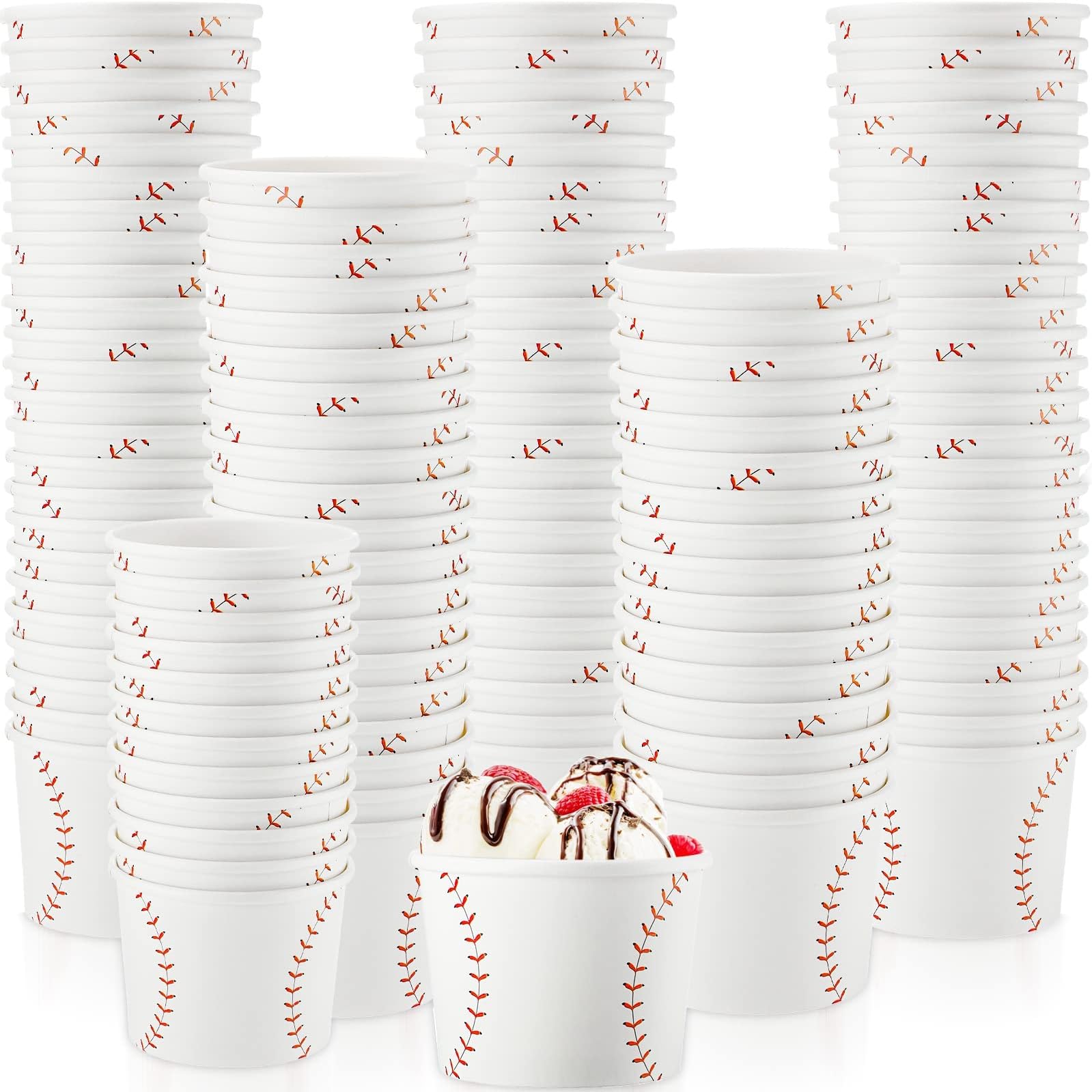 Amazon.com: Baseball Party Treat Snack Bowls 9 oz Paper Ice Cream Cups ...