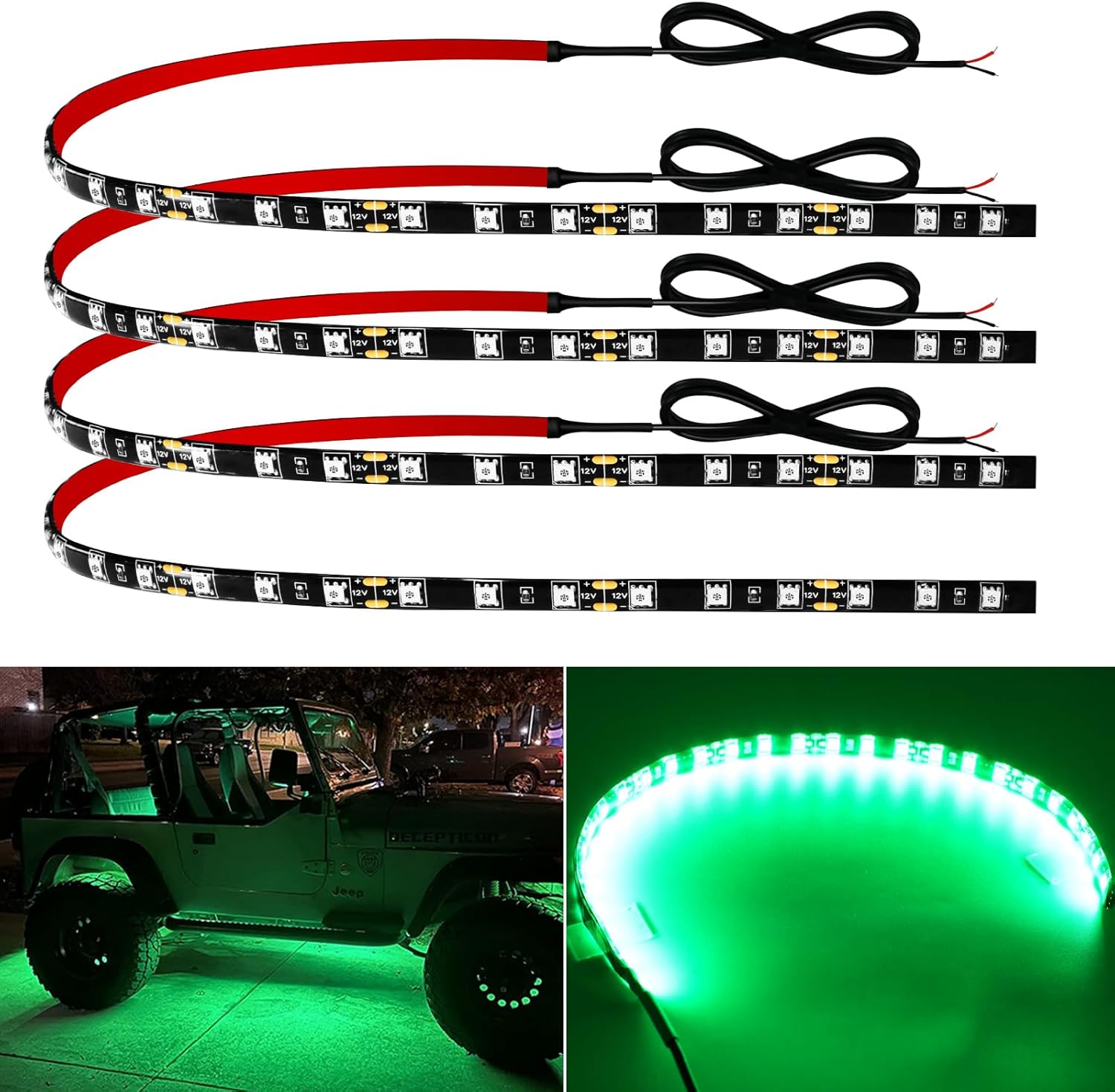 Amazon.com: 12V Led Light Strip 18" Connectable Green Led Strip Lights ...