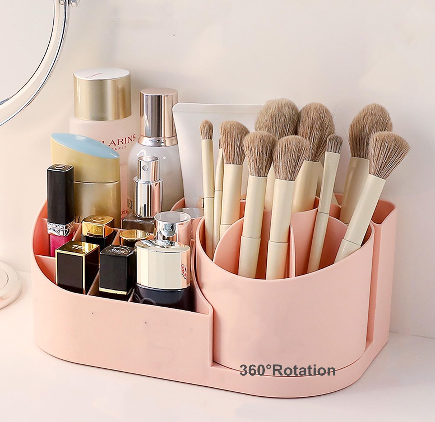 E-COSMOS 360 Degree Rotating Desk Makeup Brush Organizers and Pencil ...