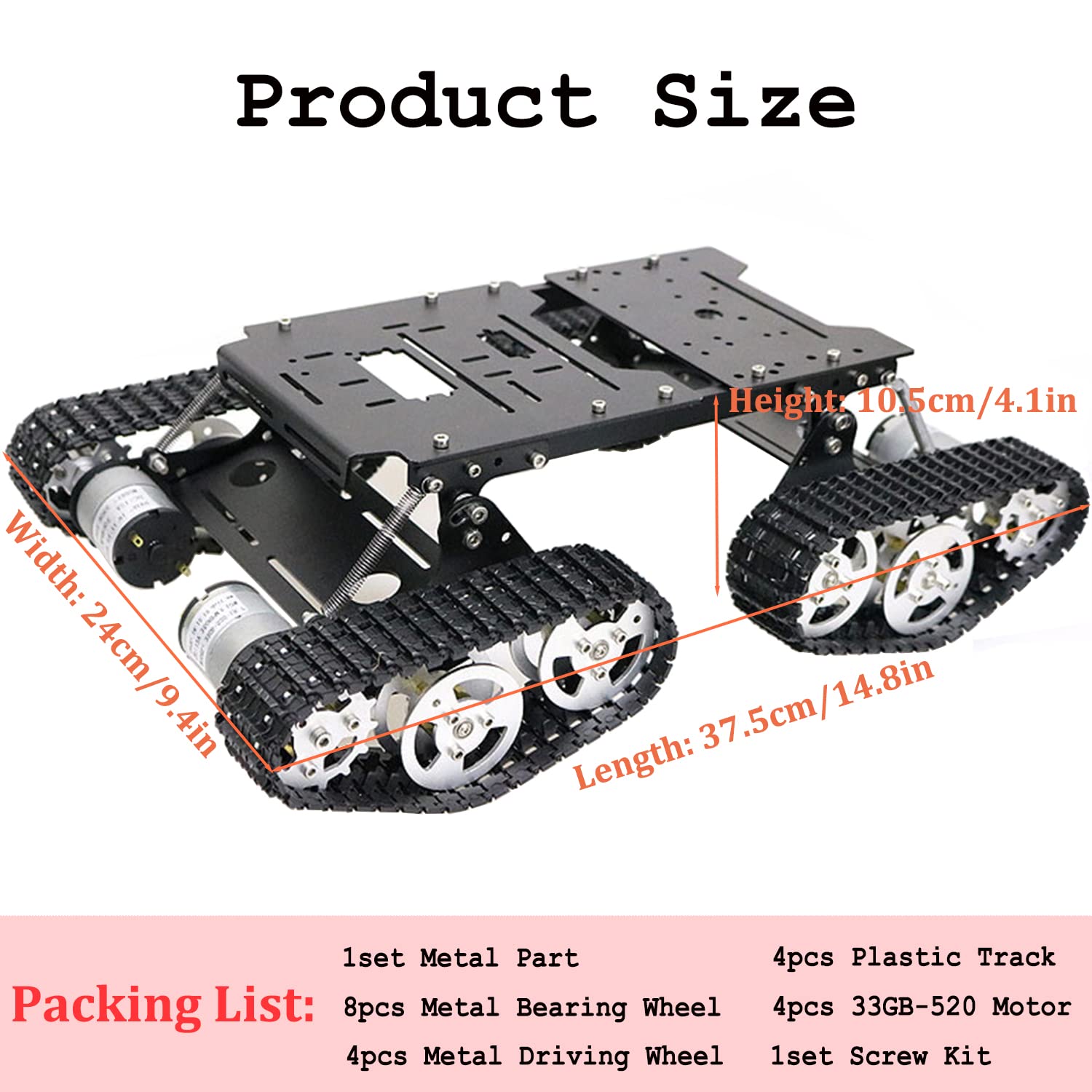 Snapklik.com : Professional Metal Shock Absorption Robot Tank Car Chassis